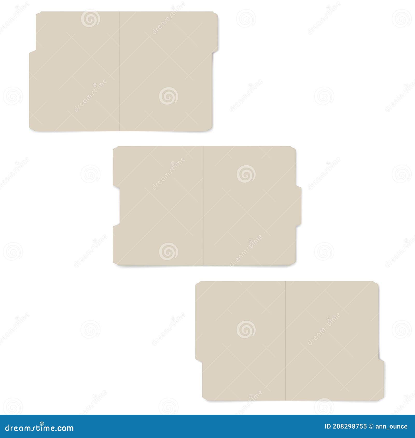 Open Tabbed File Folder Isolated On White Background Realistic Mock-up ...