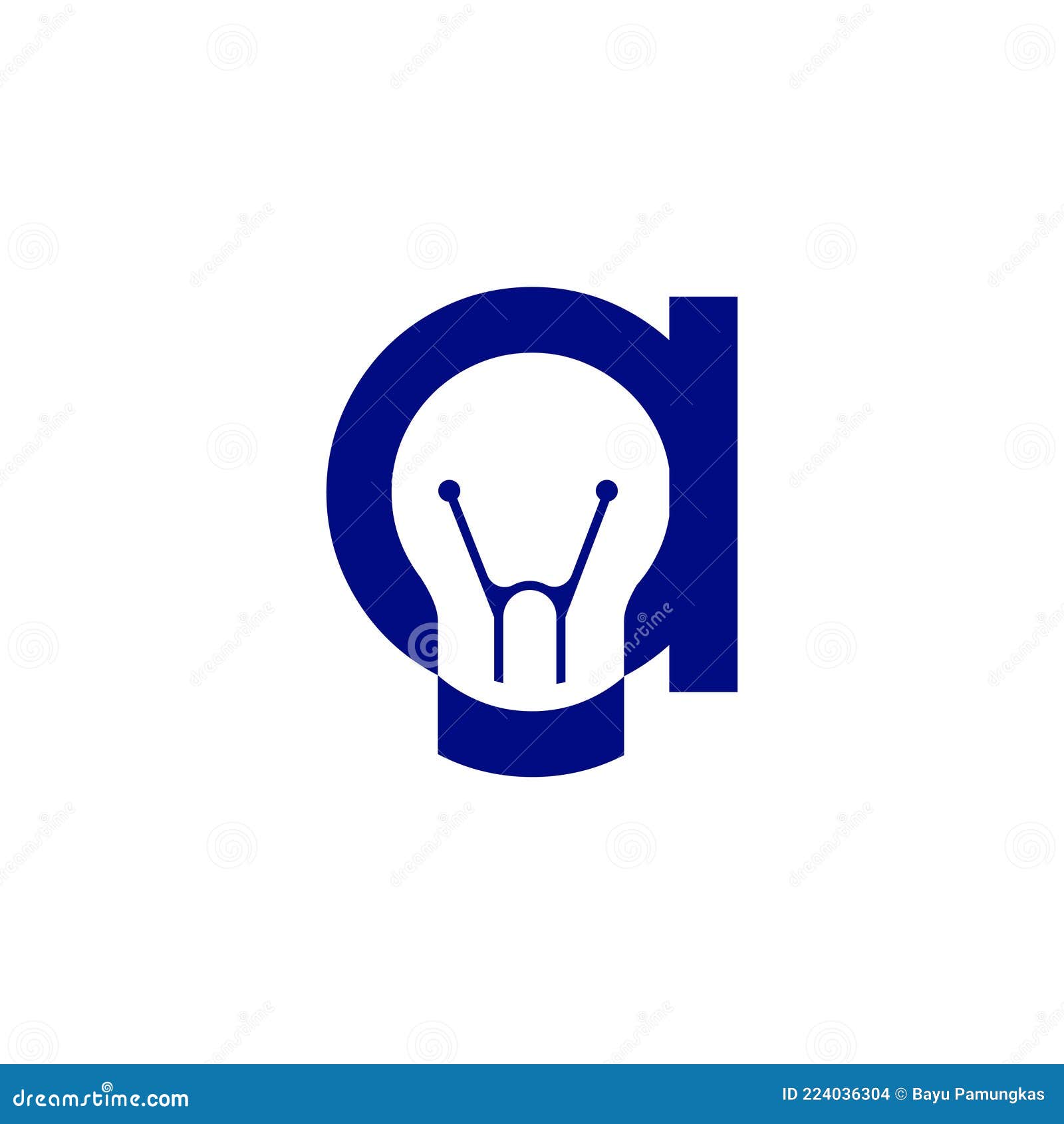 A Letter with Smart Bulb Logo Vector Element. Letter with Negative ...