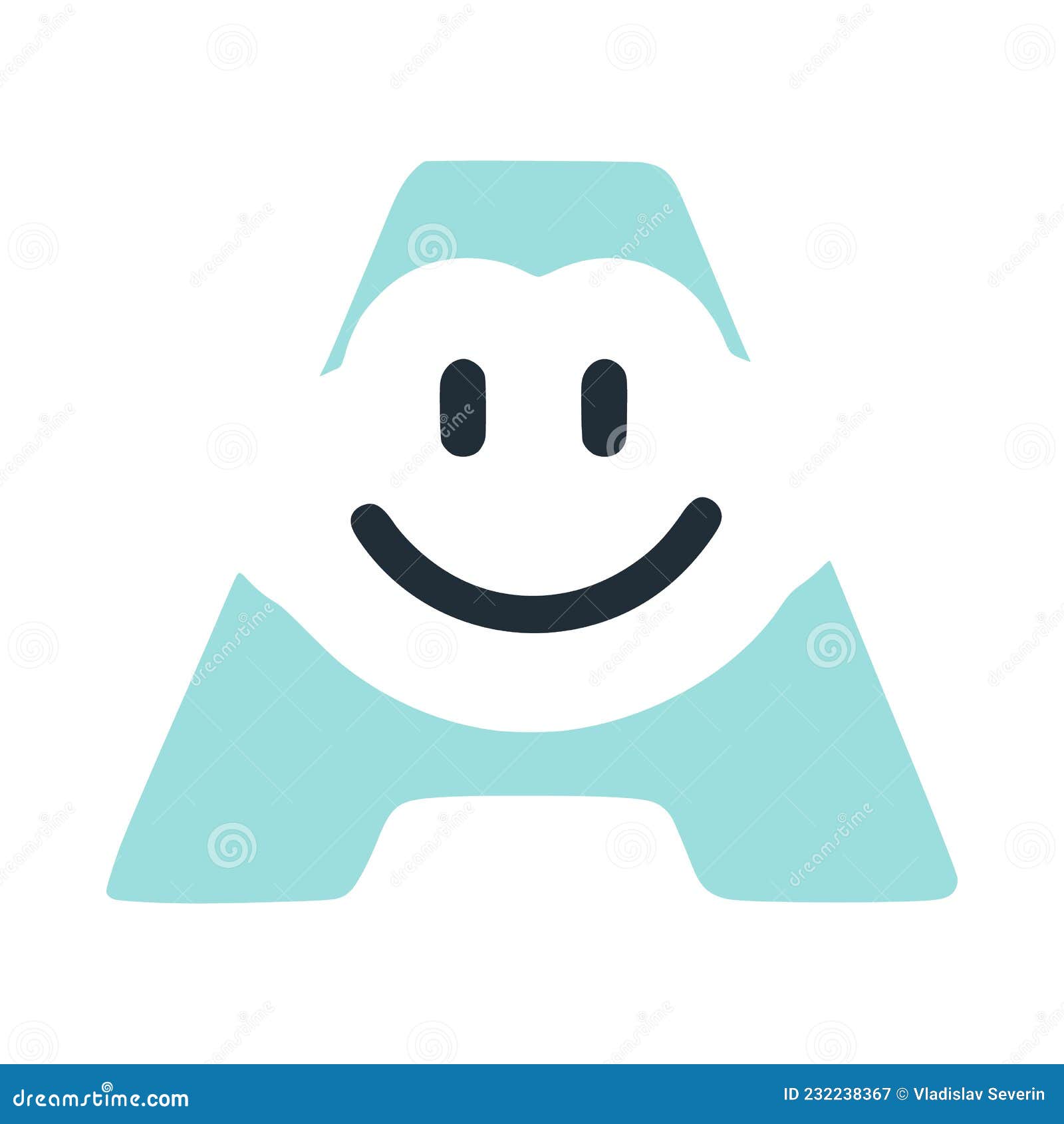 Letter a with a Smile on the Face Character in Flat Style Stock Vector ...