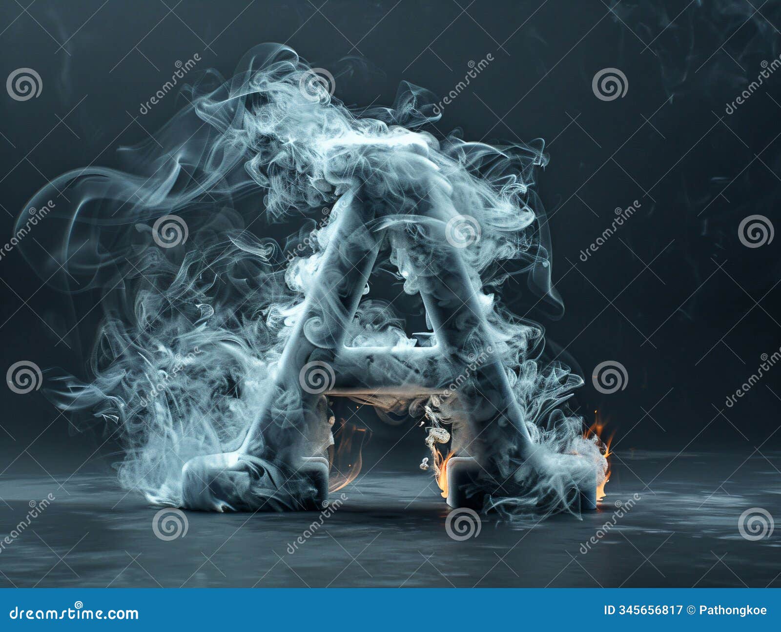 A Letter of Smoke Alphabet. Letter a Burning in Fire with Smoke Stock ...