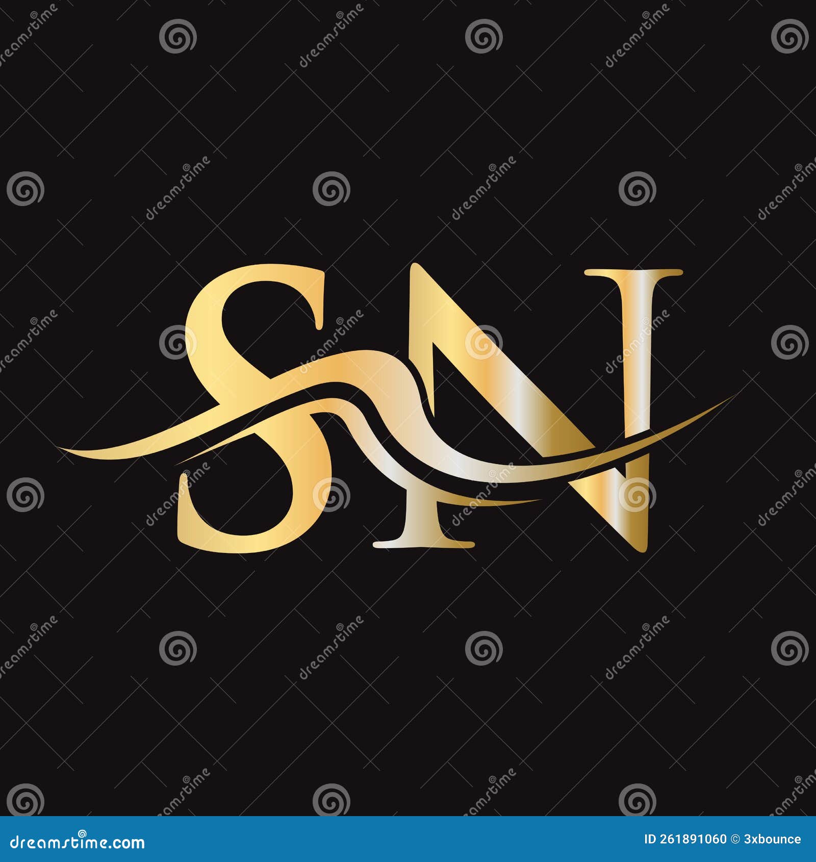 Letter SN Logo Design. Initial SN Logotype Template for Business and ...