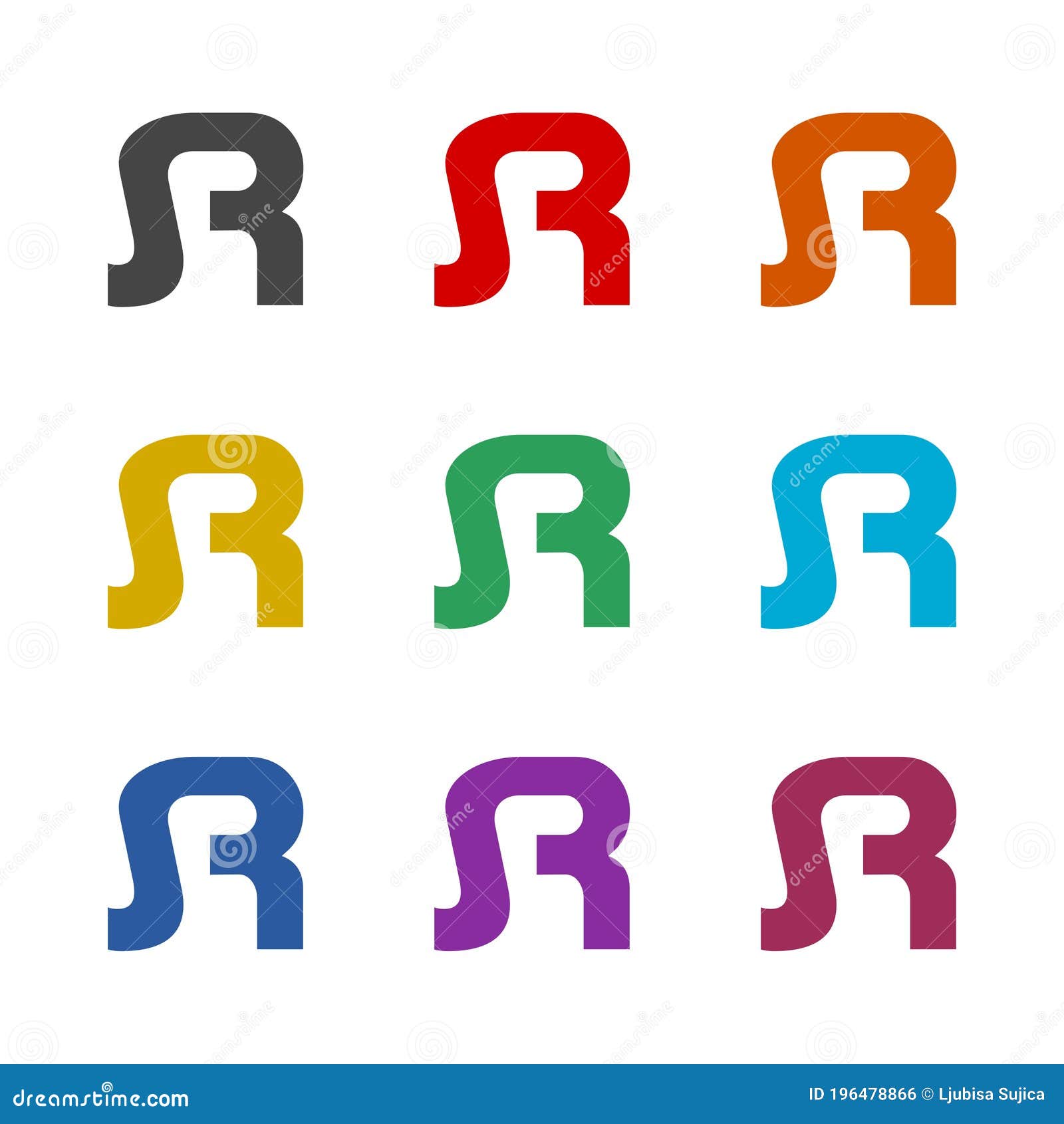 Letter SR Logo Icon, Color Set Stock Vector - Illustration of business ...