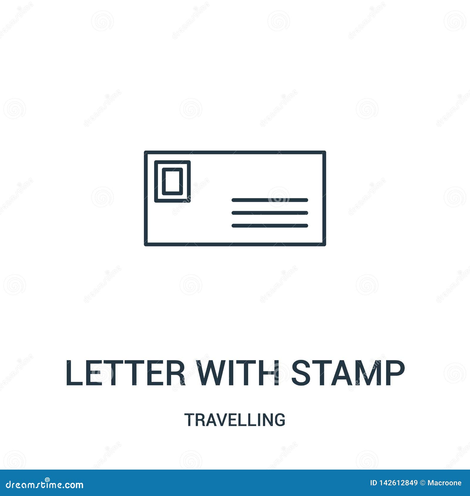Letter with Stamp Icon Vector from Travelling Collection. Thin Line ...