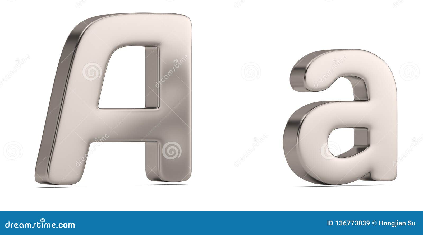 Letter a from Steel Solid Alphabet Isolated on White Background. 3D ...