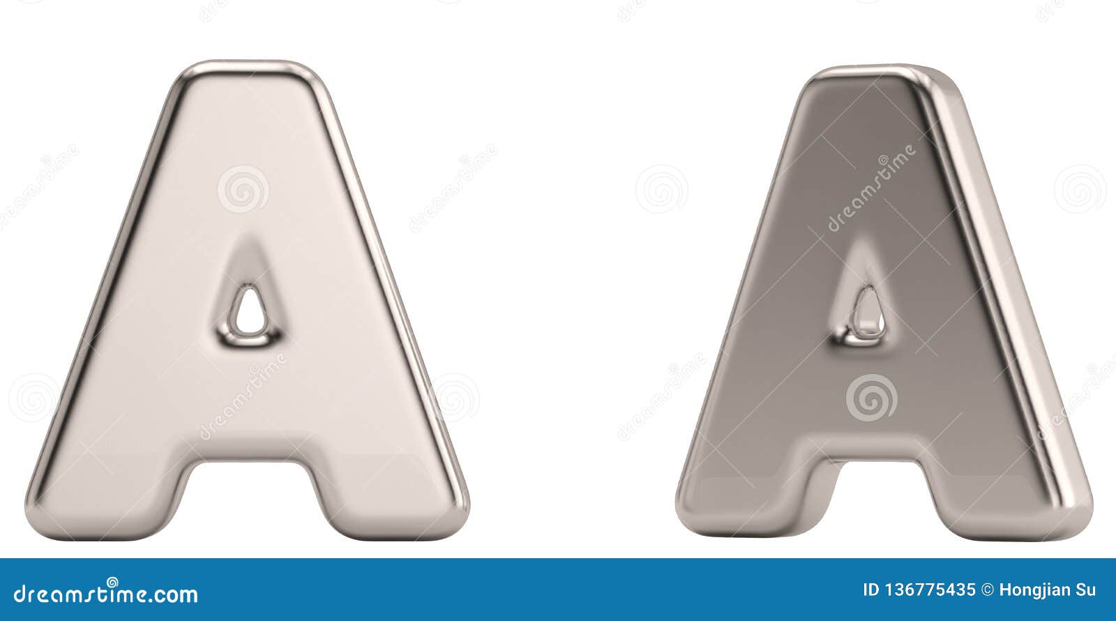 Letter a from Steel Solid Alphabet Isolated on White Background. 3D ...