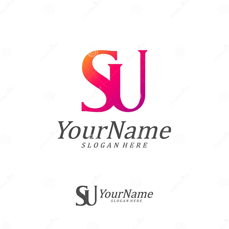 Letter SU Logo Design Template. Initial SU Logo Concept Vector Stock ...