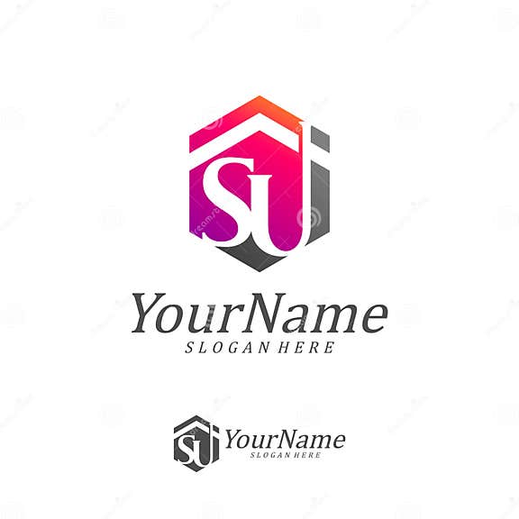 Letter SU Logo Design Template. Initial SU Logo Concept Vector Stock ...