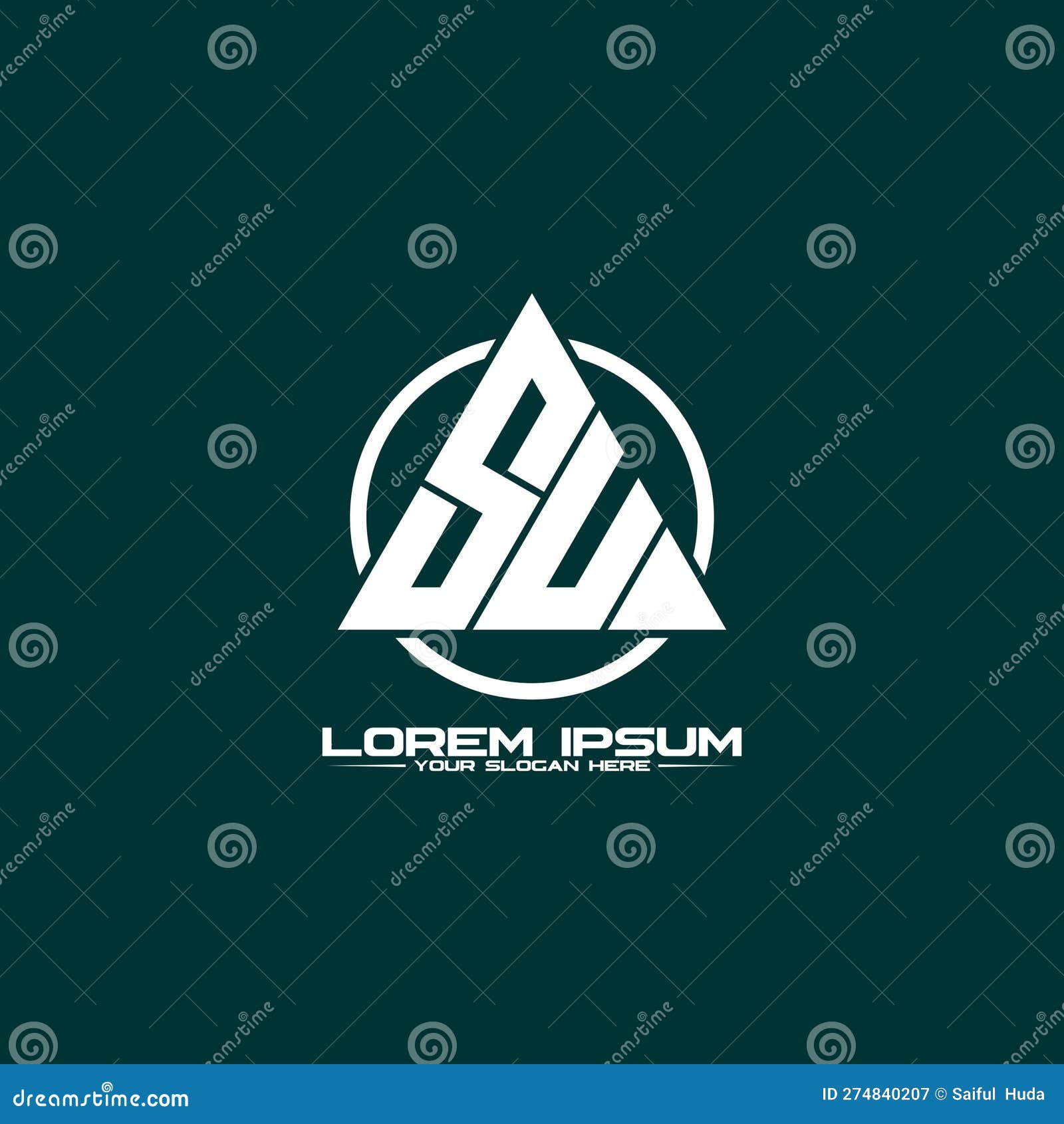 Letter SU Triangle Logo Design Vector. Stock Vector - Illustration of ...