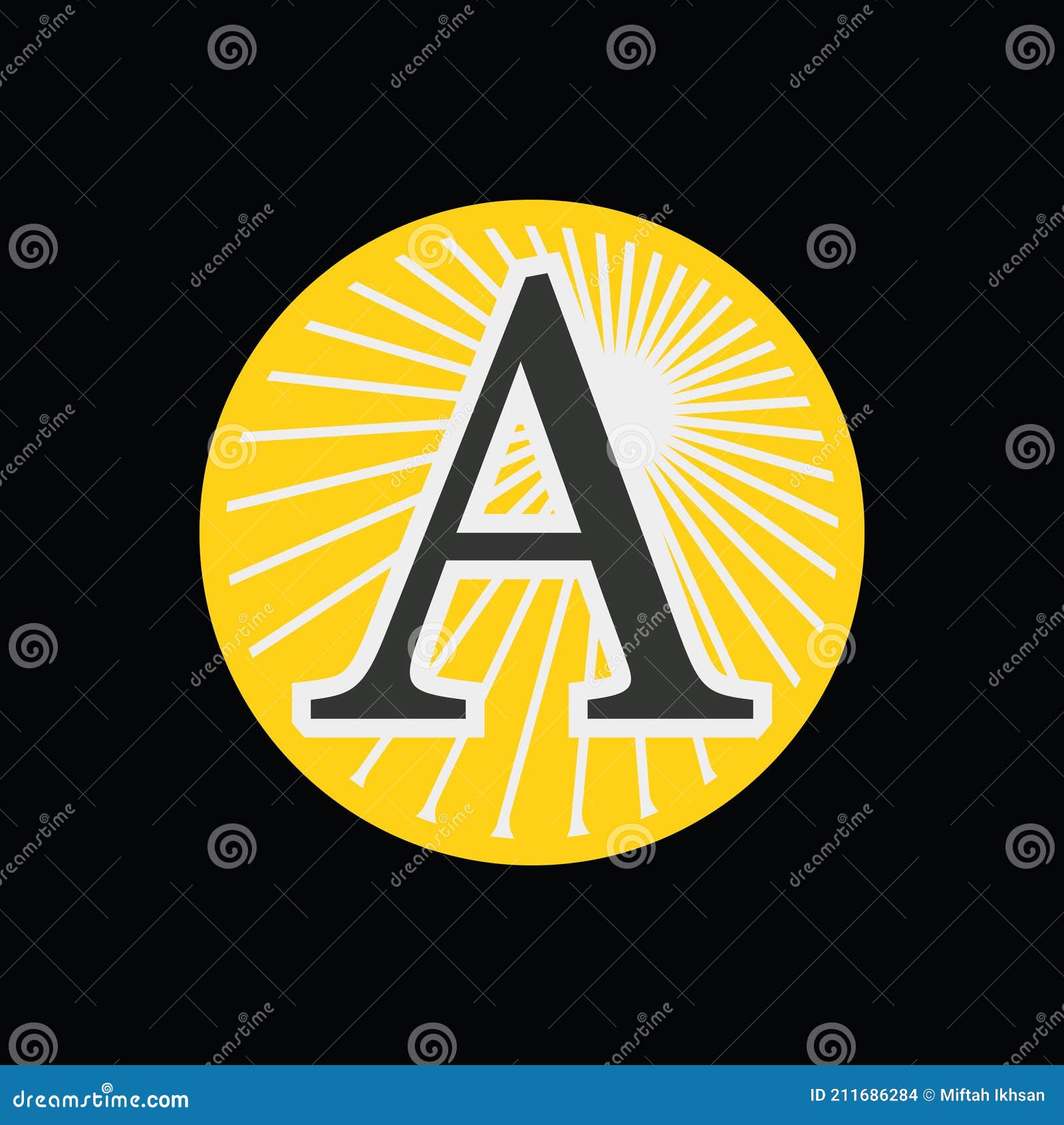 Letter a in Sunlight Alphabetic Design Stock Vector - Illustration of ...