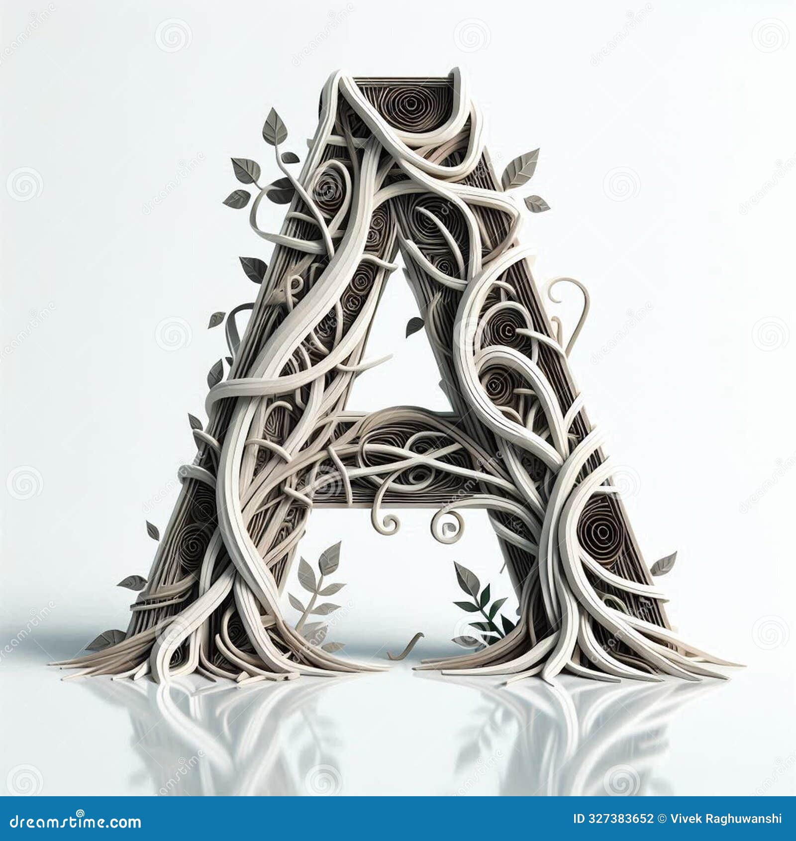 Letter a Surrounding by Roots and Vines Stock Illustration ...