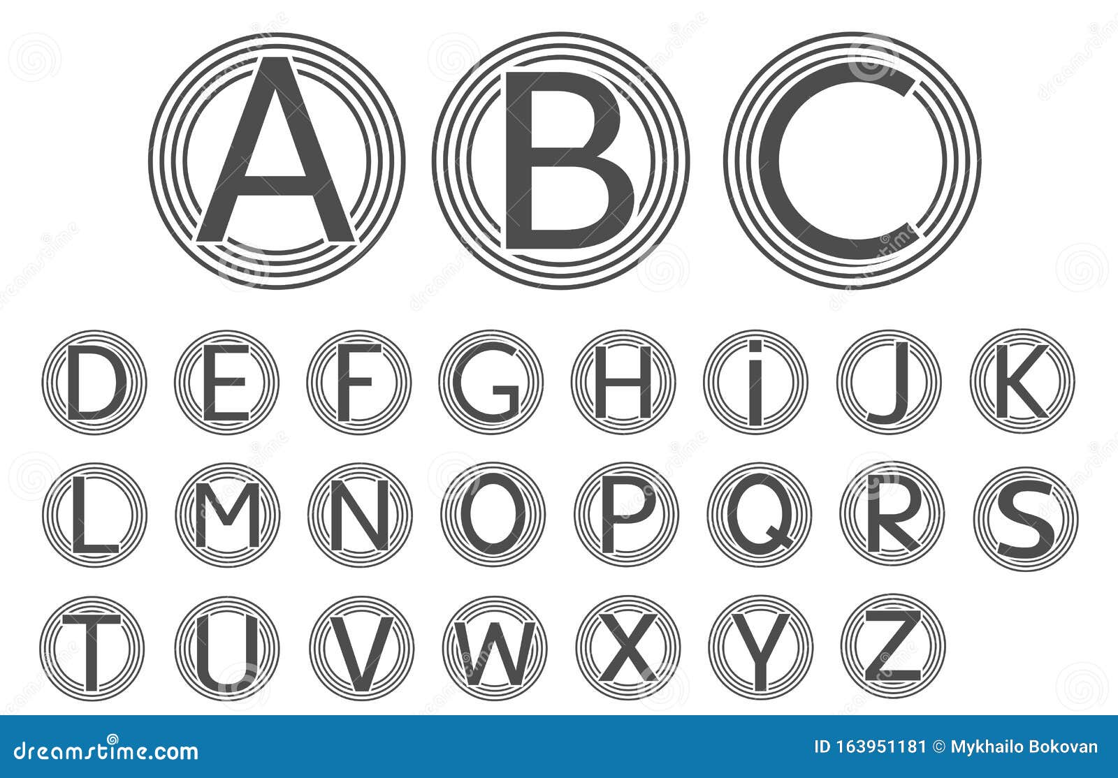 Letter Symbol in Circle Set Stock Vector - Illustration of education ...