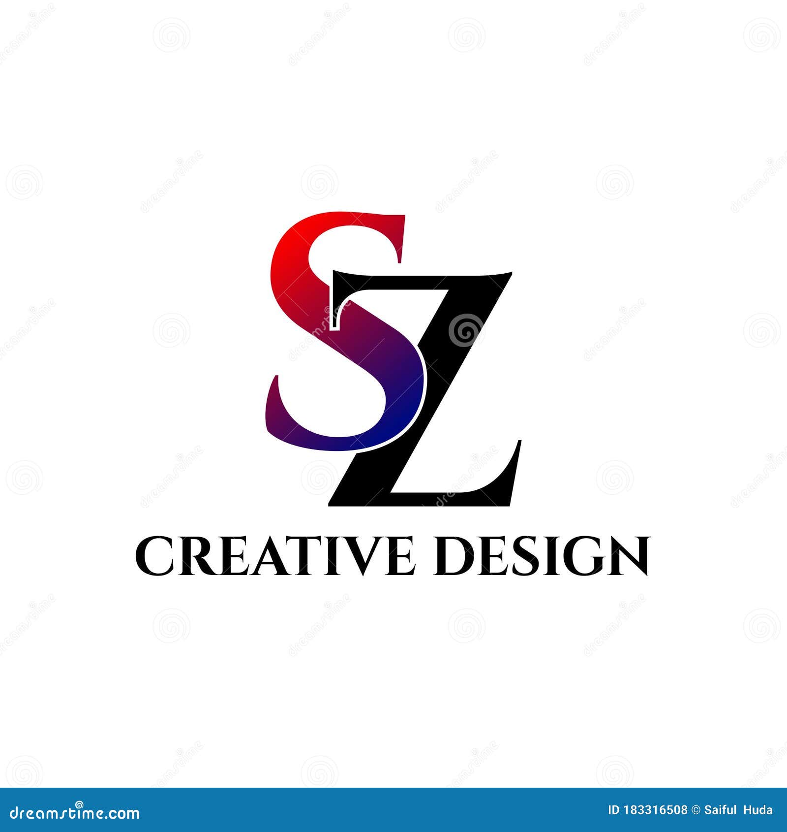 Letter SZ Simple Logo Design Vector. Stock Vector - Illustration of ...