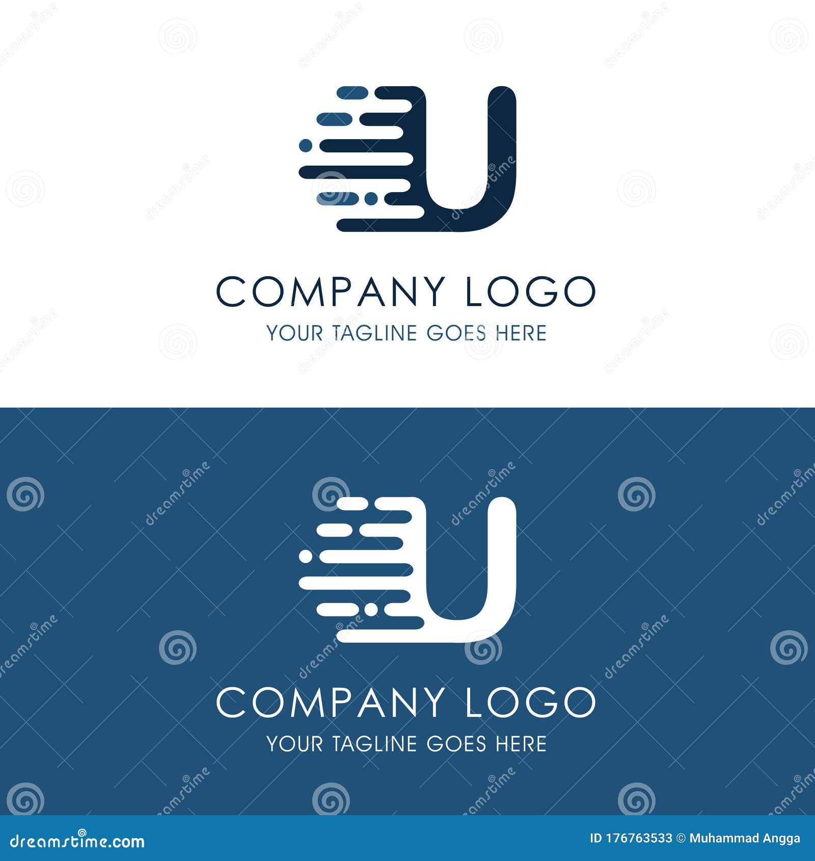 LETTER U BLUE FLASH LOGO stock vector. Illustration of sign - 176763533
