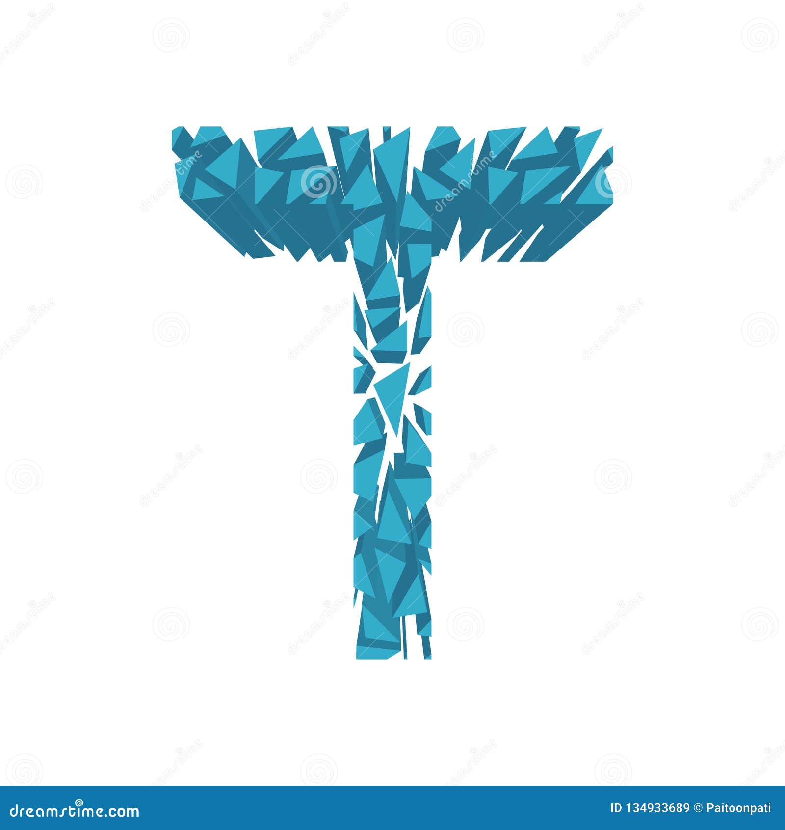 The Letter T, in the Alphabet Broken 3d Perspective Set Blue Color ...