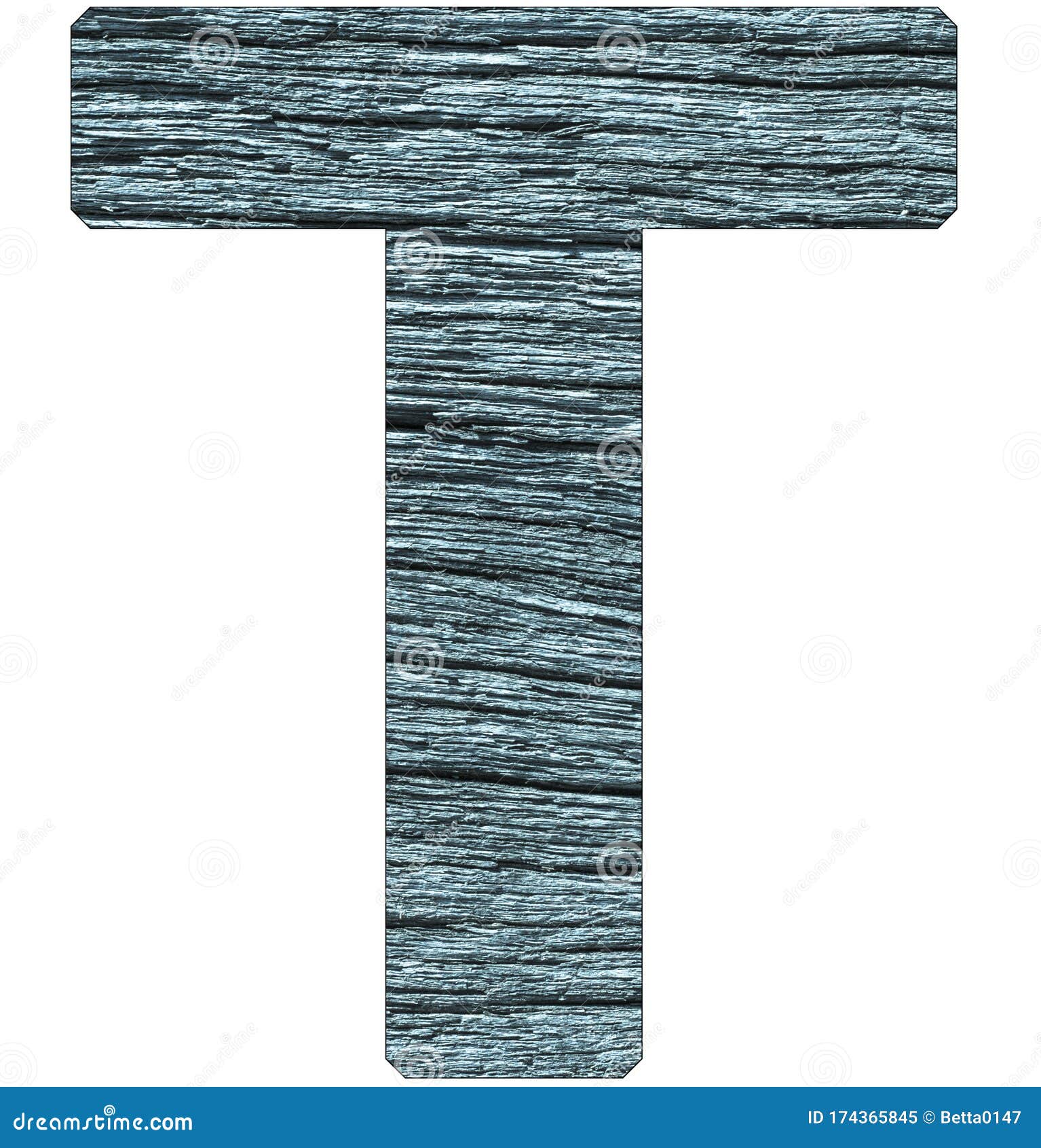 Letter T of the Alphabet, with Wood Texture in Blue Color Stock Image ...