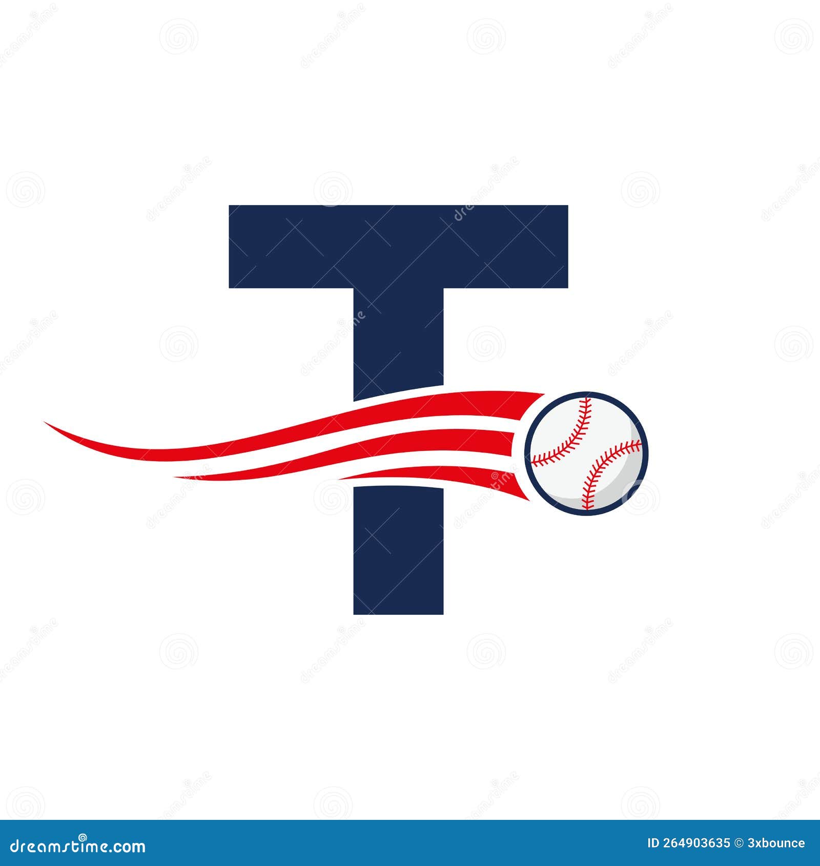 Letter T Baseball Logo Concept with Moving Baseball Icon Vector ...