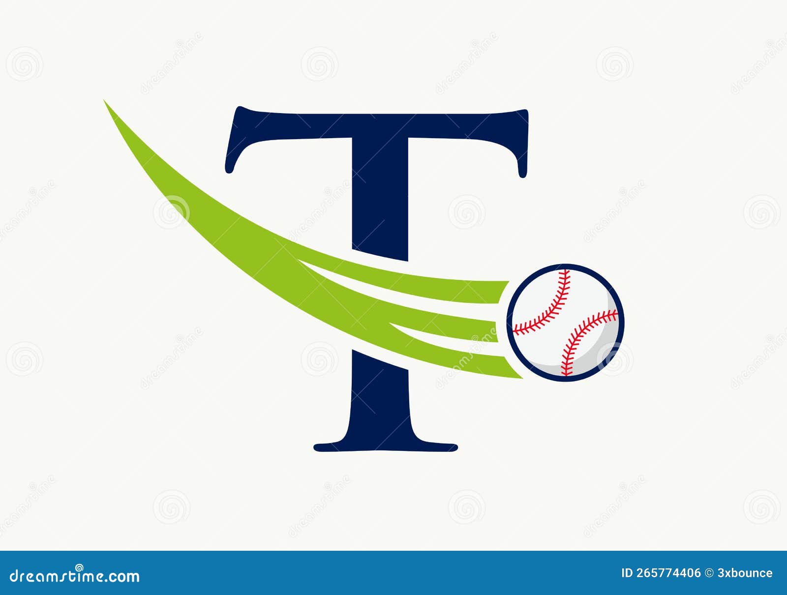 Letter T Baseball Logo Concept with Moving Baseball Icon Vector ...