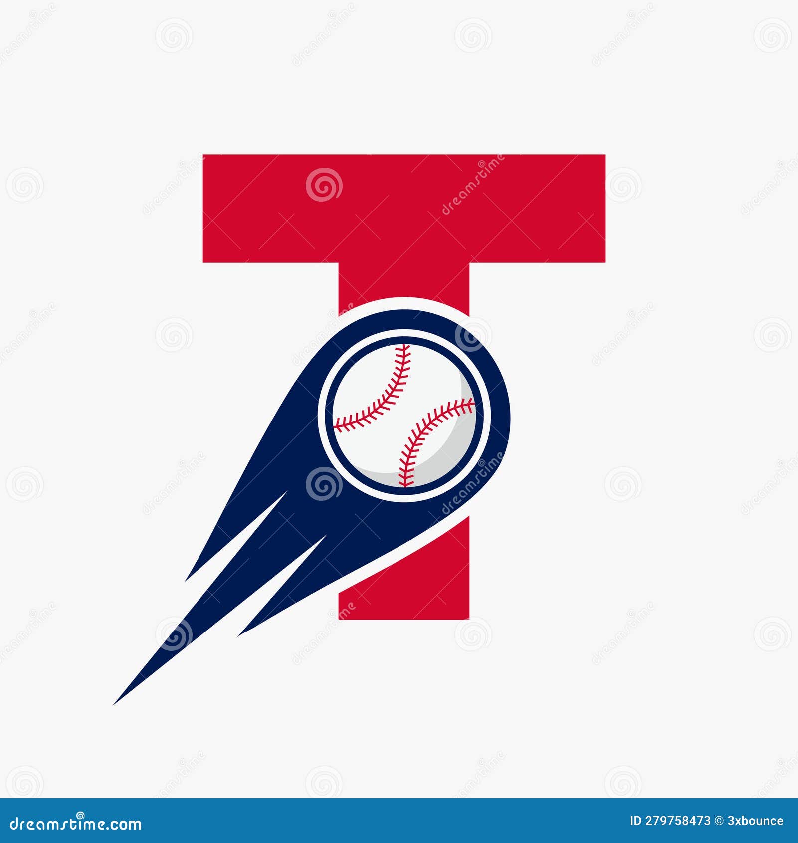 Letter T Baseball Logo Concept with Moving Baseball Icon Vector ...