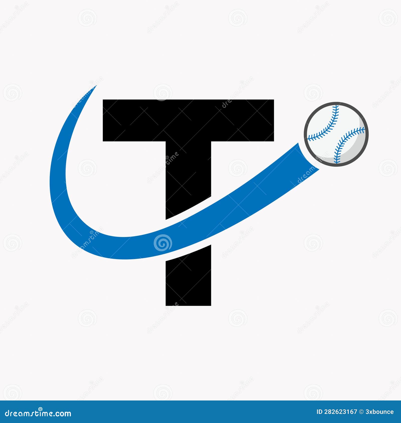 Letter T Baseball Logo Concept with Moving Baseball Icon Vector ...