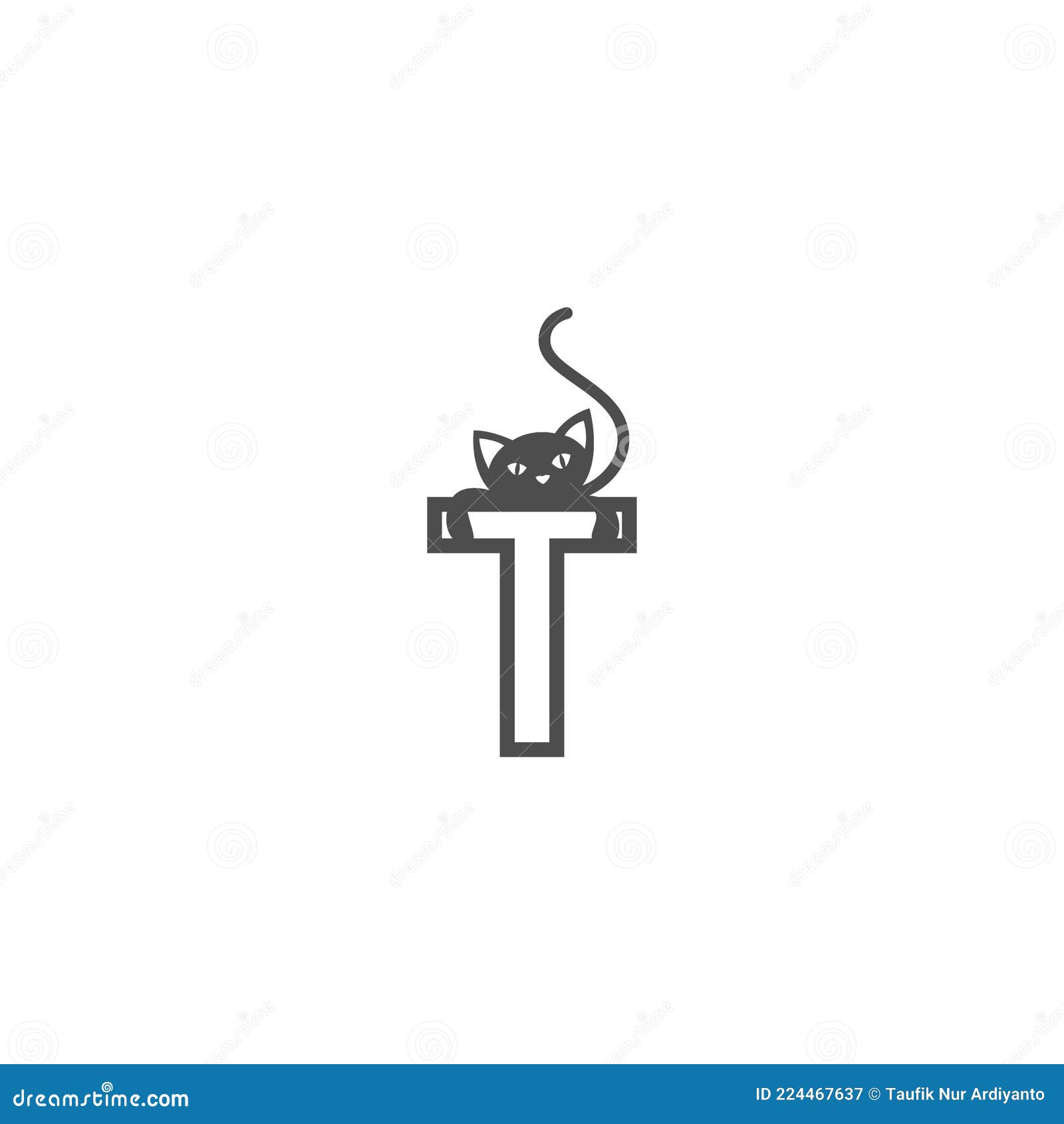 Letter T with Black Cat Icon Logo Design Template Stock Illustration ...