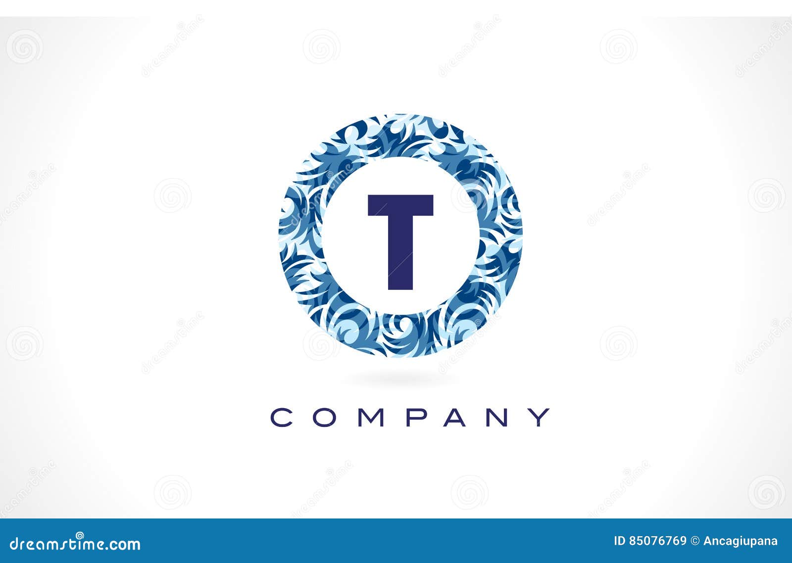 Letter T Blue Pattern Logo Design. Stock Vector - Illustration of ...