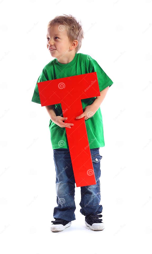 Letter T boy stock image. Image of childhood, people - 12517669