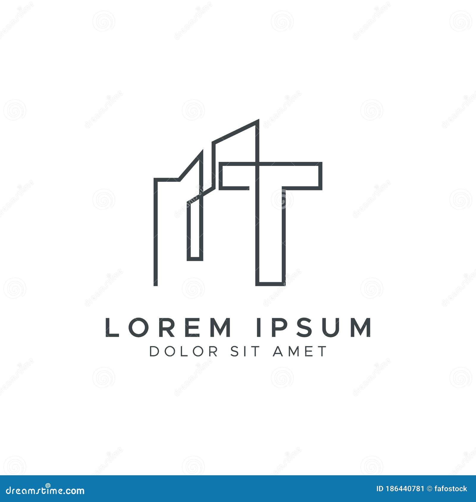 Letter T Building Line Logo Vector Design Template Stock Vector ...