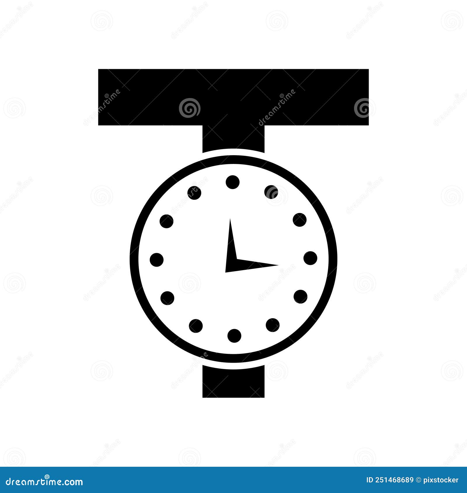 Letter T Clock Logo Design Vector Template Stock Vector - Illustration ...