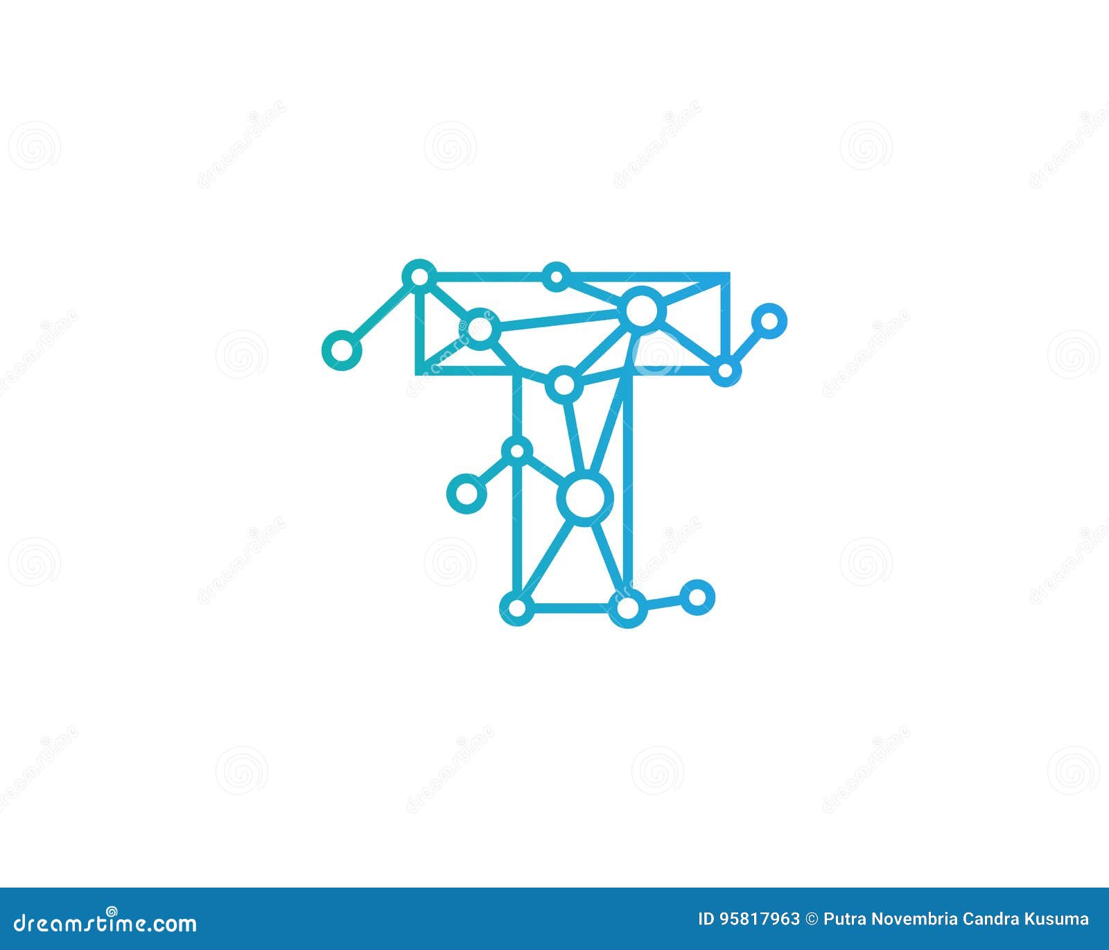 Letter T Connect Dot Network Icon Logo Design Element Stock Vector ...