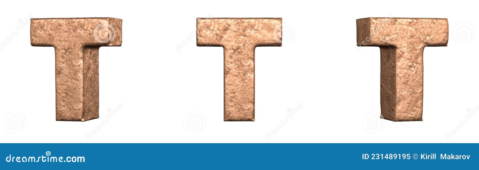 Letter T from Copper Letters Alphabet Collection Set. Isolated Stock ...