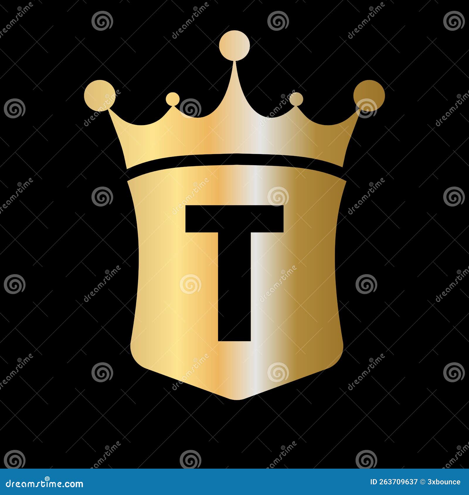 Letter T Crown and Shield Logo Vector Template with Luxury Concept ...