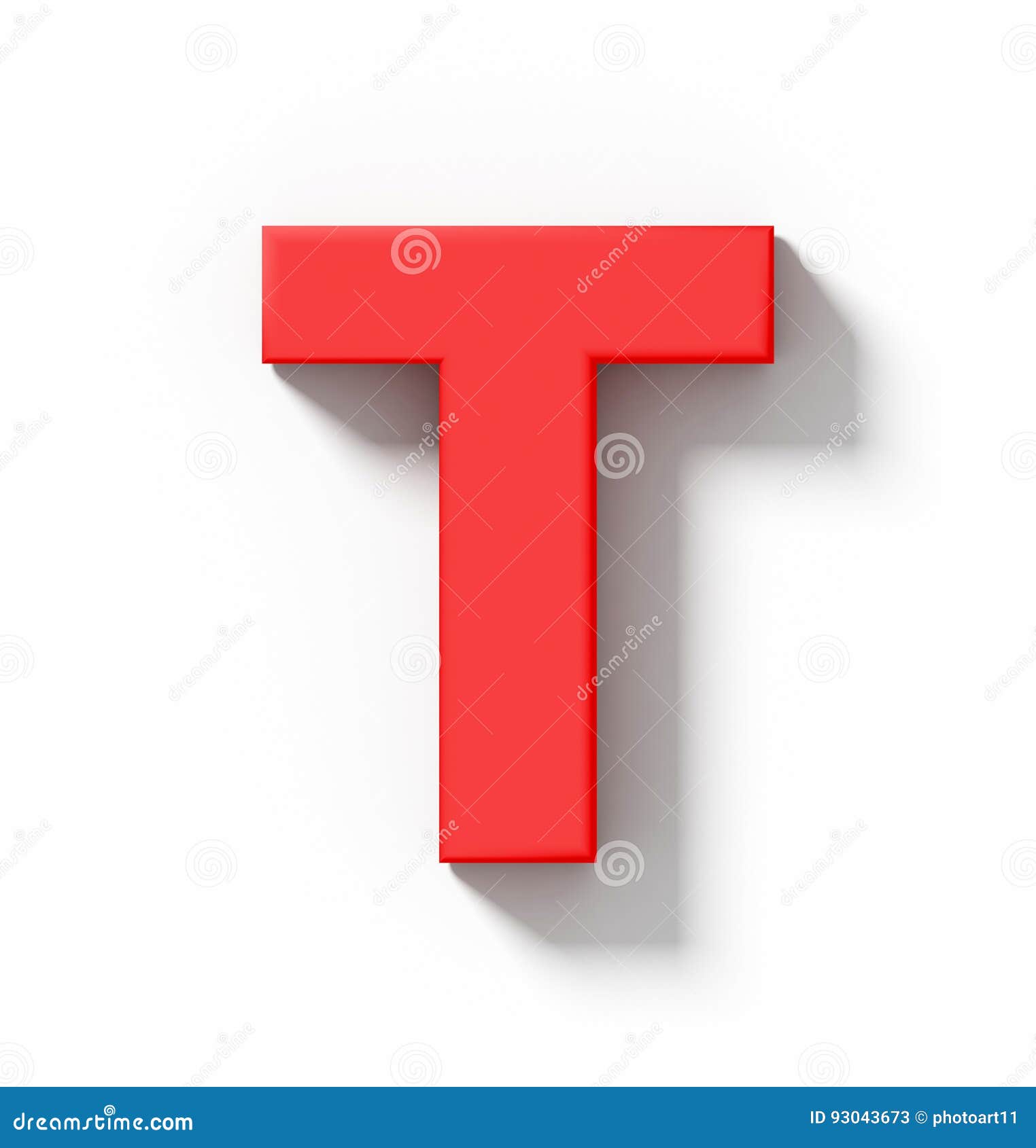 Letter T 3D Red Isolated on White with Shadow - Orthogonal Projection ...