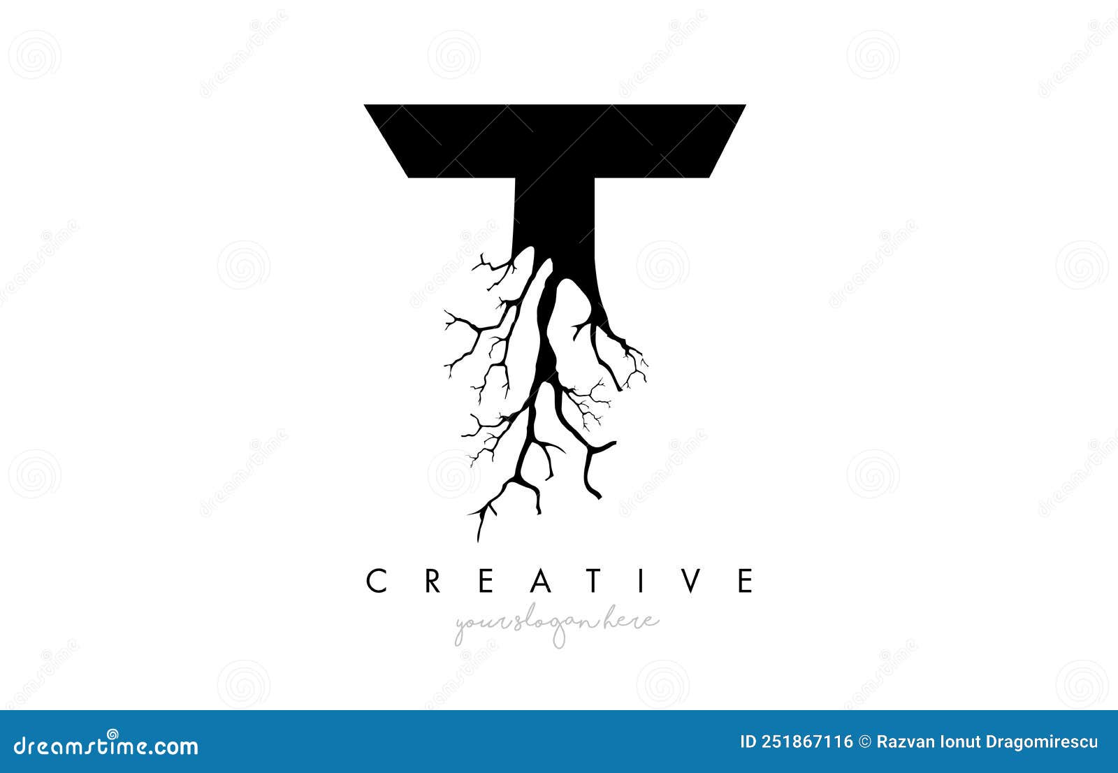 Letter T Design Logo with Creative Tree Branch. T Letter Tree Icon Logo ...