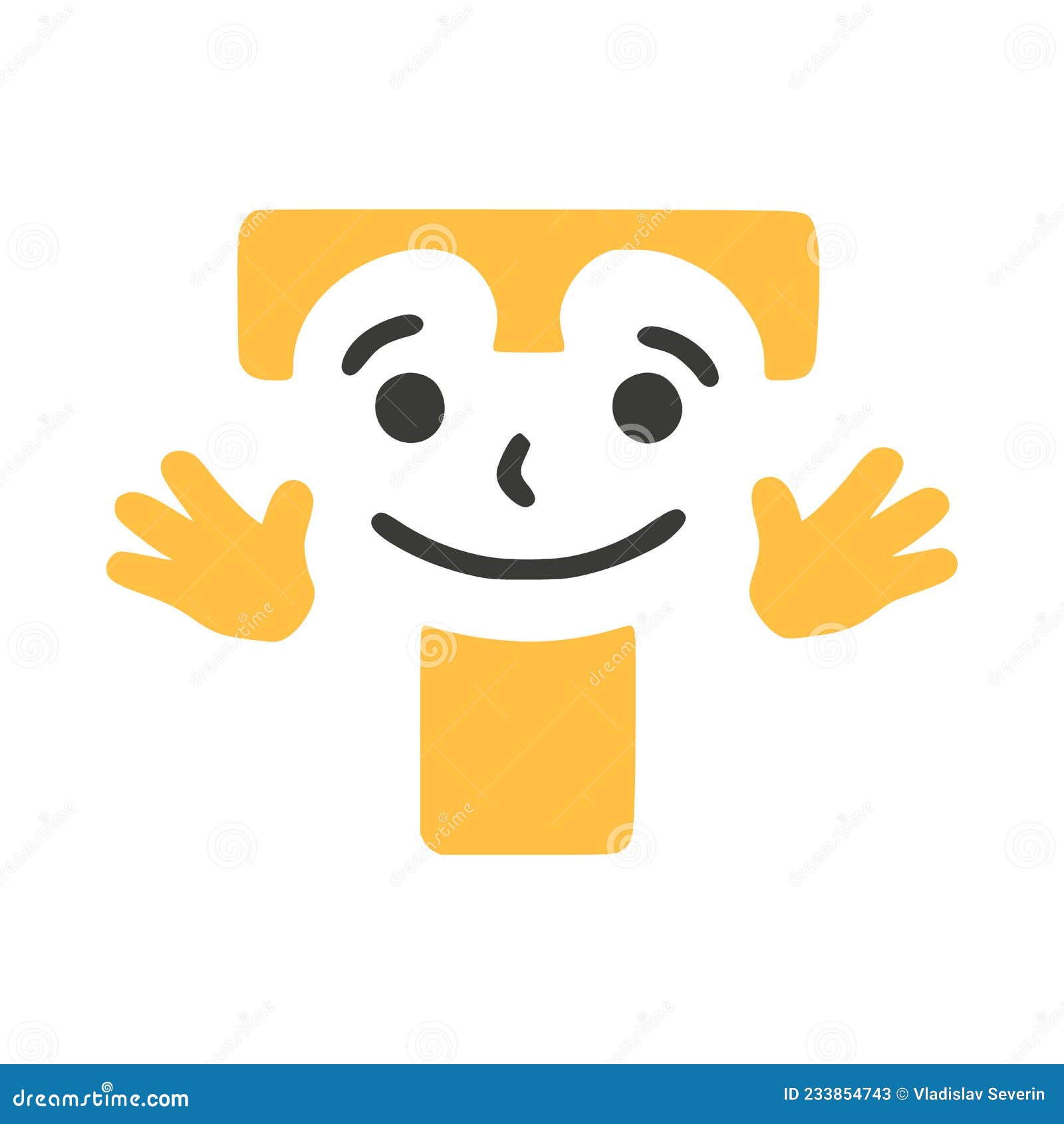 Letter T Funny Character with Hands Stock Vector - Illustration of ...