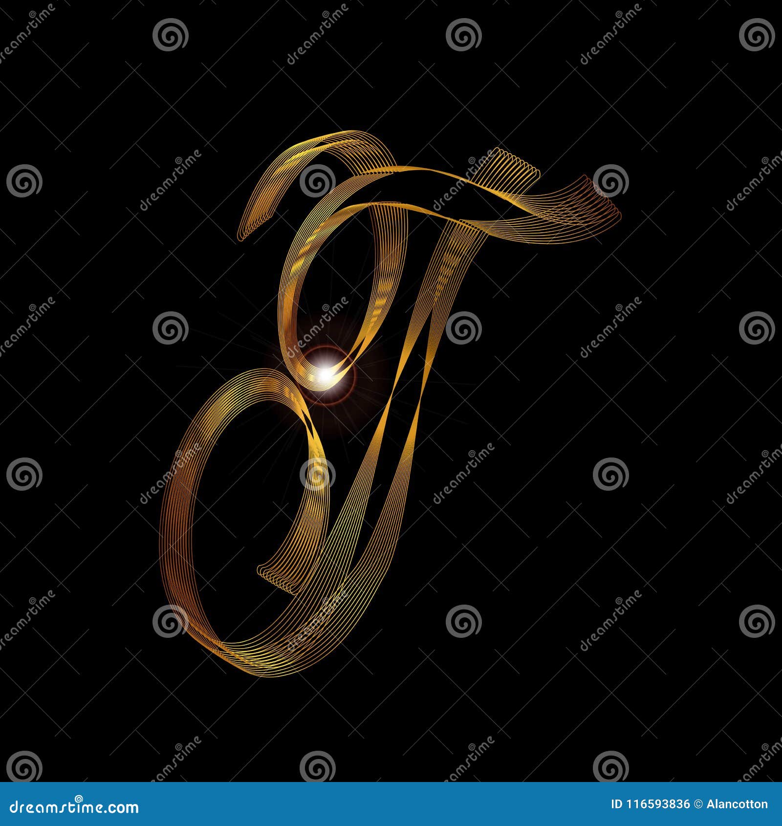 Letter T in Gold Fine Thread Stock Vector - Illustration of threads ...