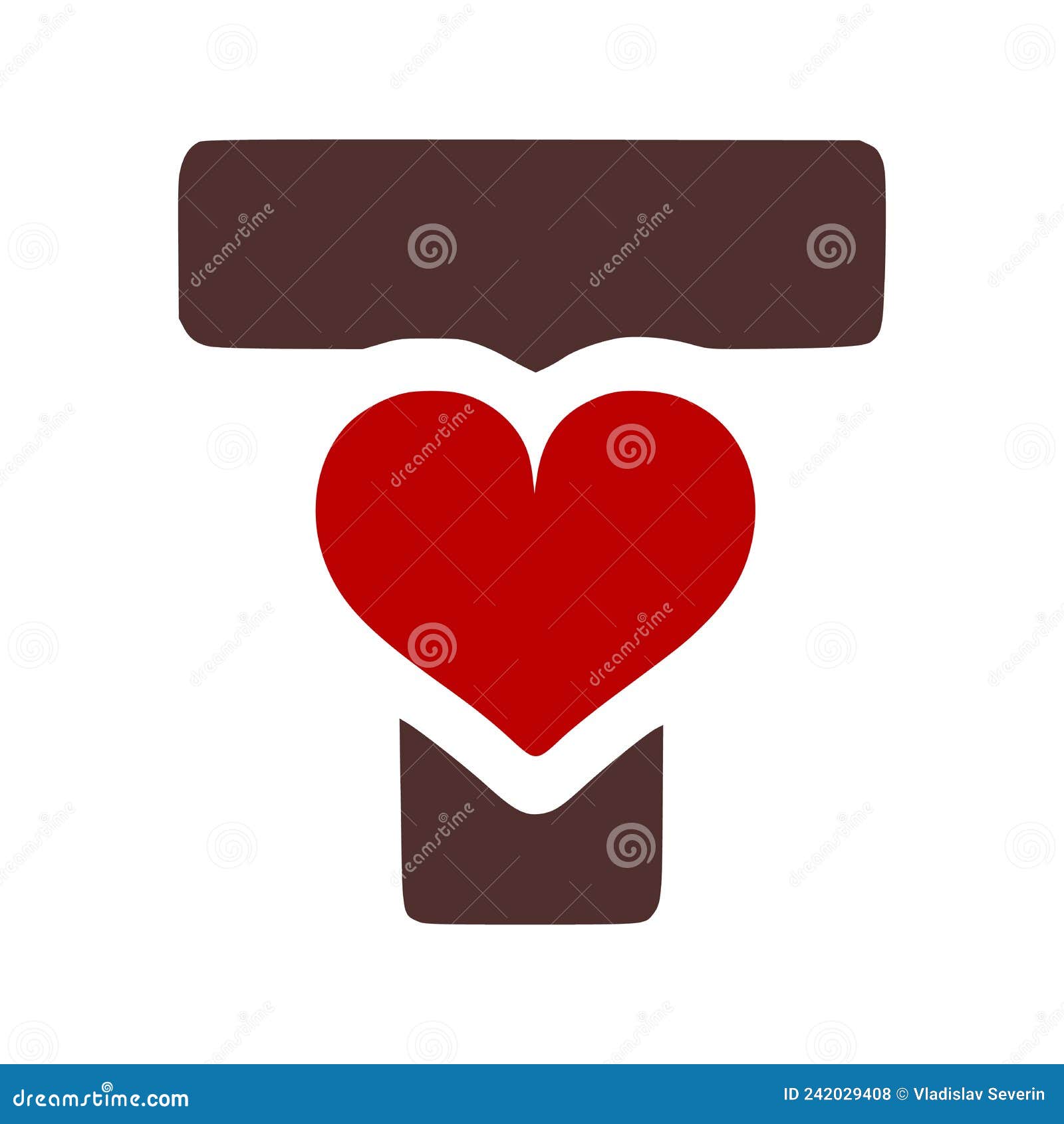 Letter t with heart symbol stock vector. Illustration of abstract ...