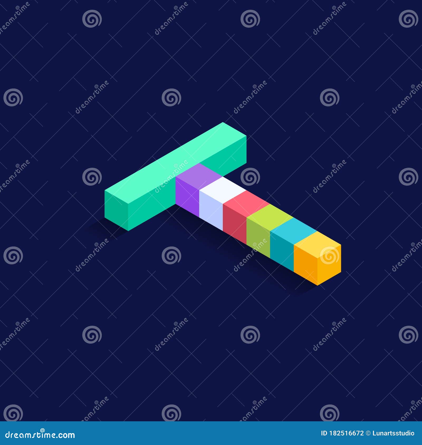Letter T Isometric Colorful Cubes 3d Design, Three-dimensional Letter ...