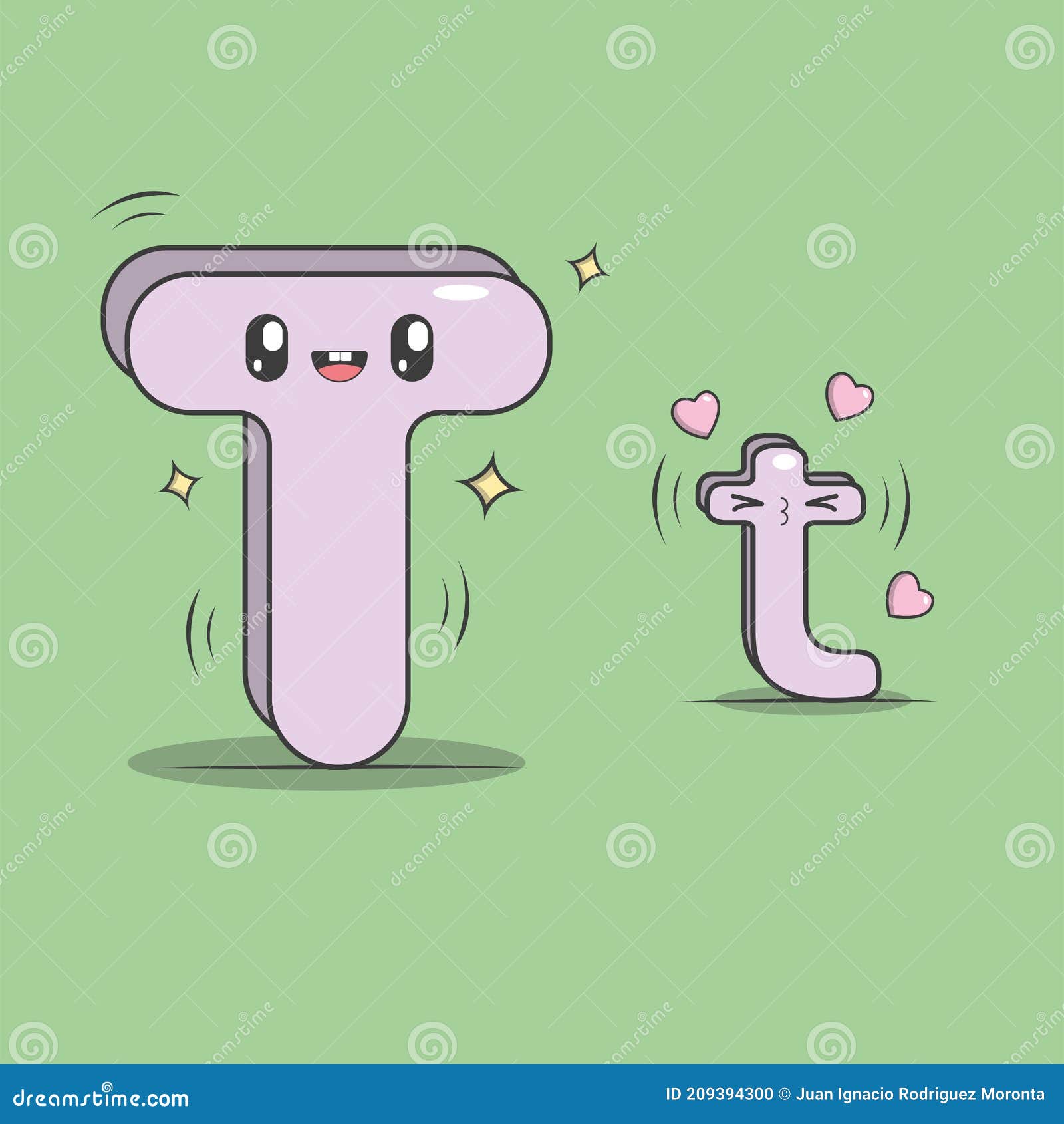 Letter T kawaii style stock vector. Illustration of mouth - 209394300