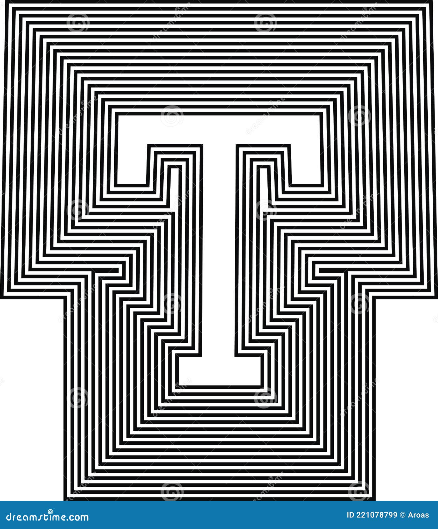 Letter T Line Logo Icon Design Stock Vector - Illustration of labyrinth ...