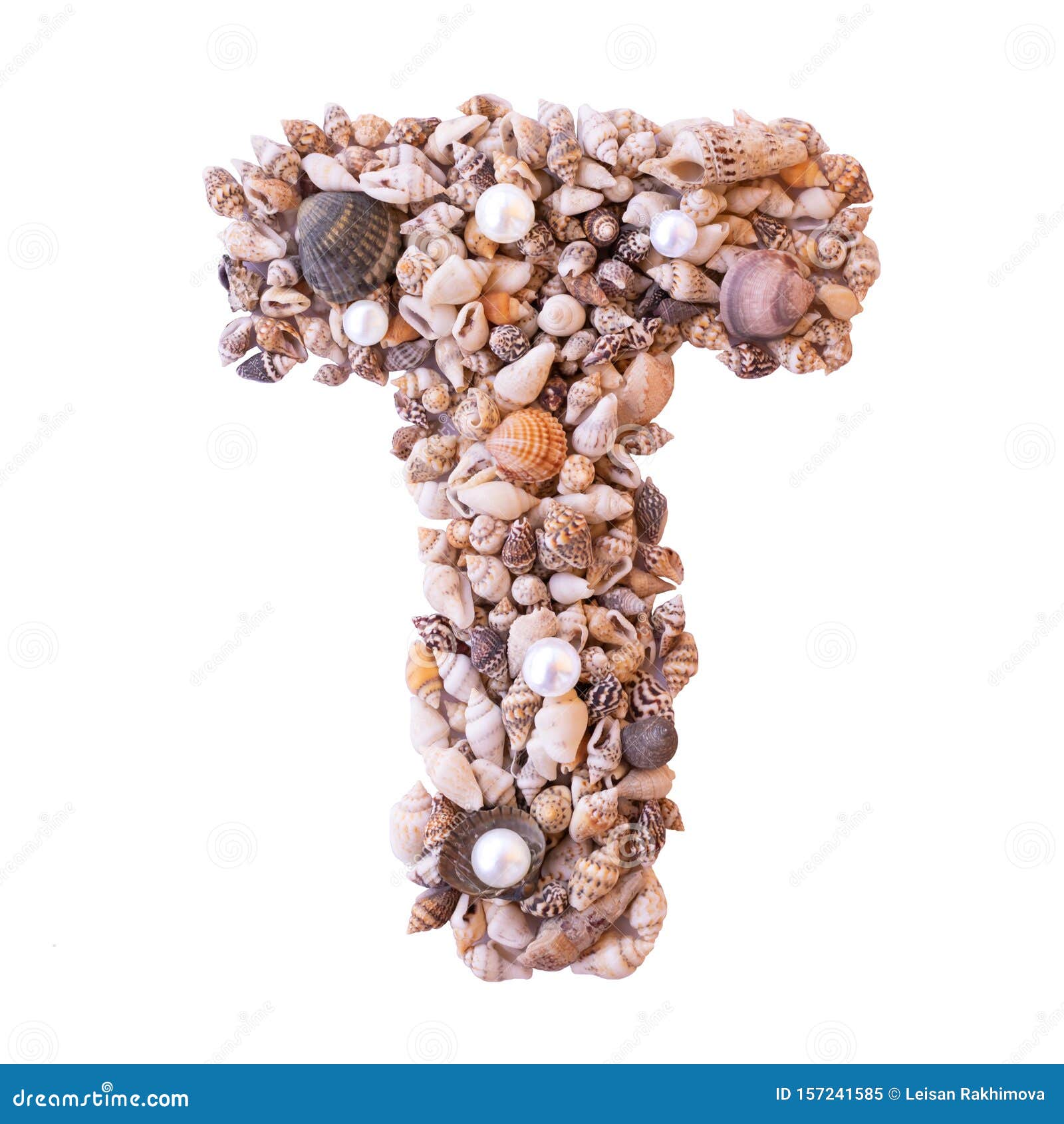 Letter T Made of Tiny Seashells. Stock Image - Image of inscription ...