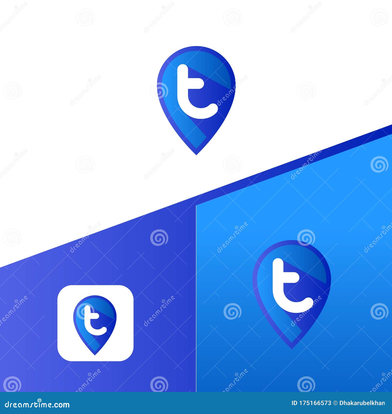 Letter T with Map Pointer Icon or Logo Design Template Elements Stock ...