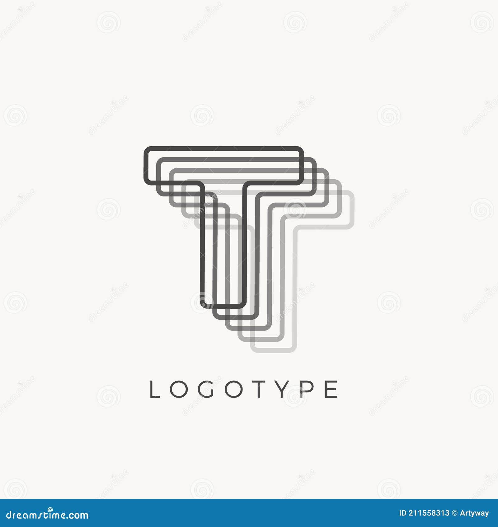 Letter T of Outline Stripes, Blend Effect Letter for Monogram and Logo ...