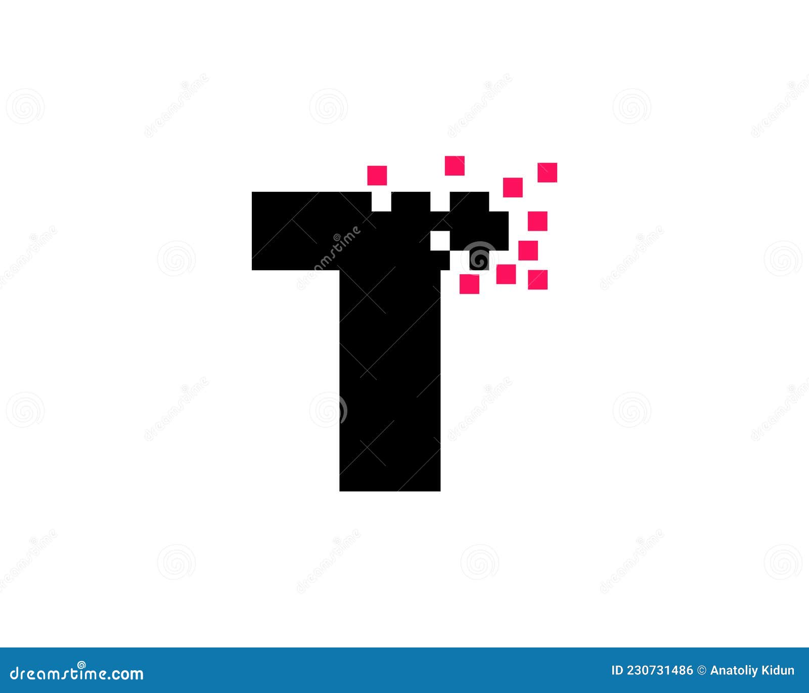 Letter T Pixel Logo, Triangle, Blue Color, Technology and Digital ...