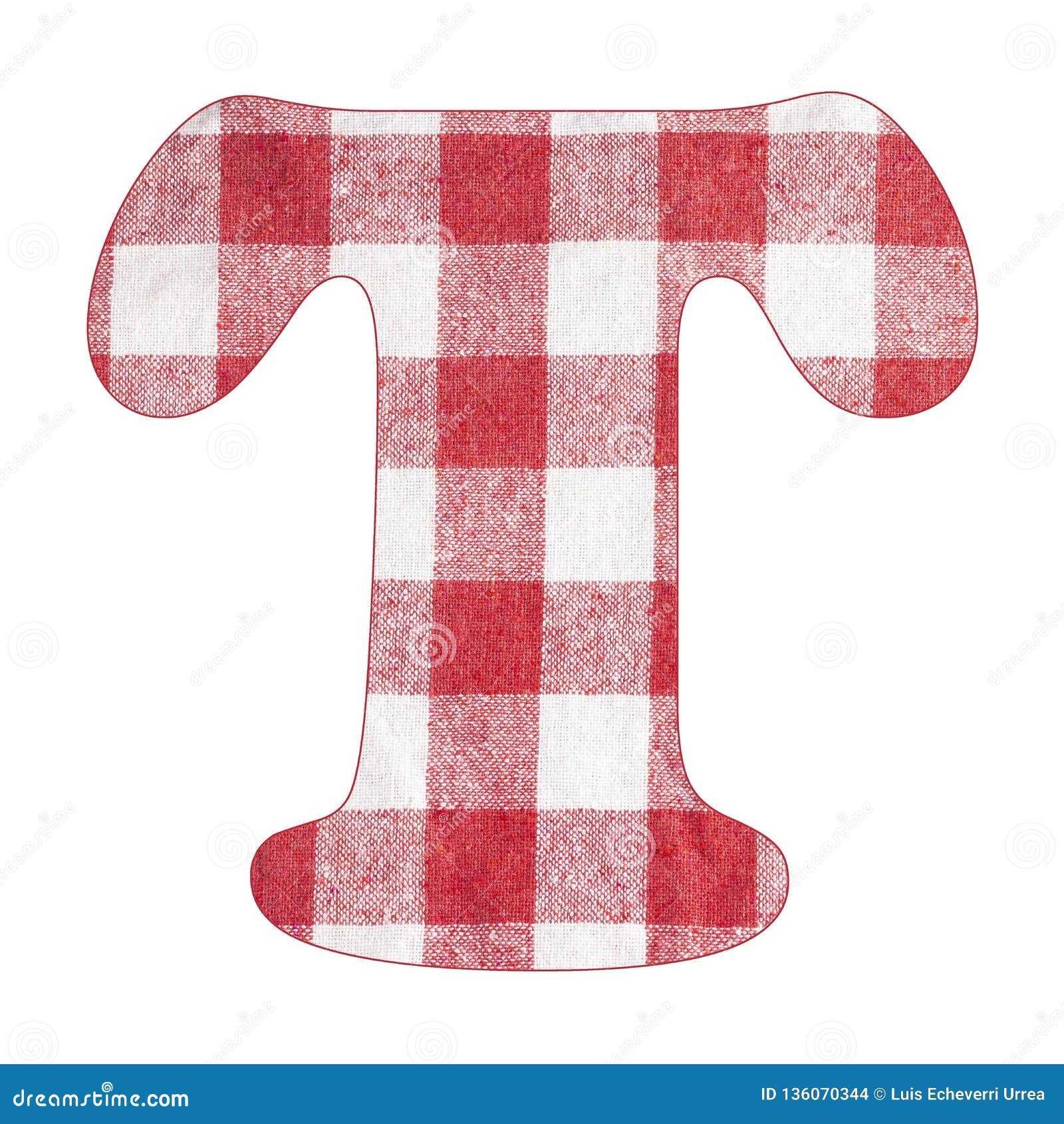 Letter T - Red Checkered Napkin Background - Top View Stock ...