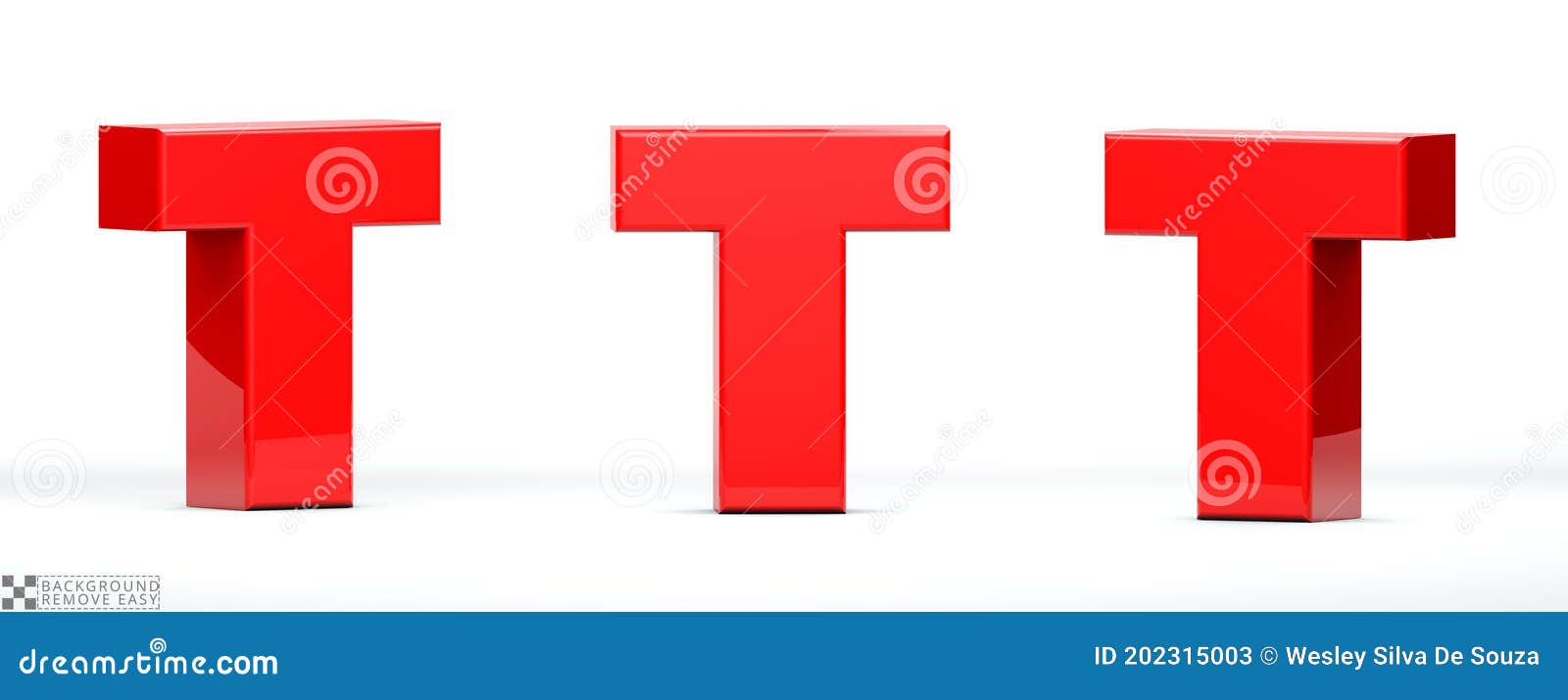 Letter T, of Red Color in 3 Positions. 3d Render Illustration at ...