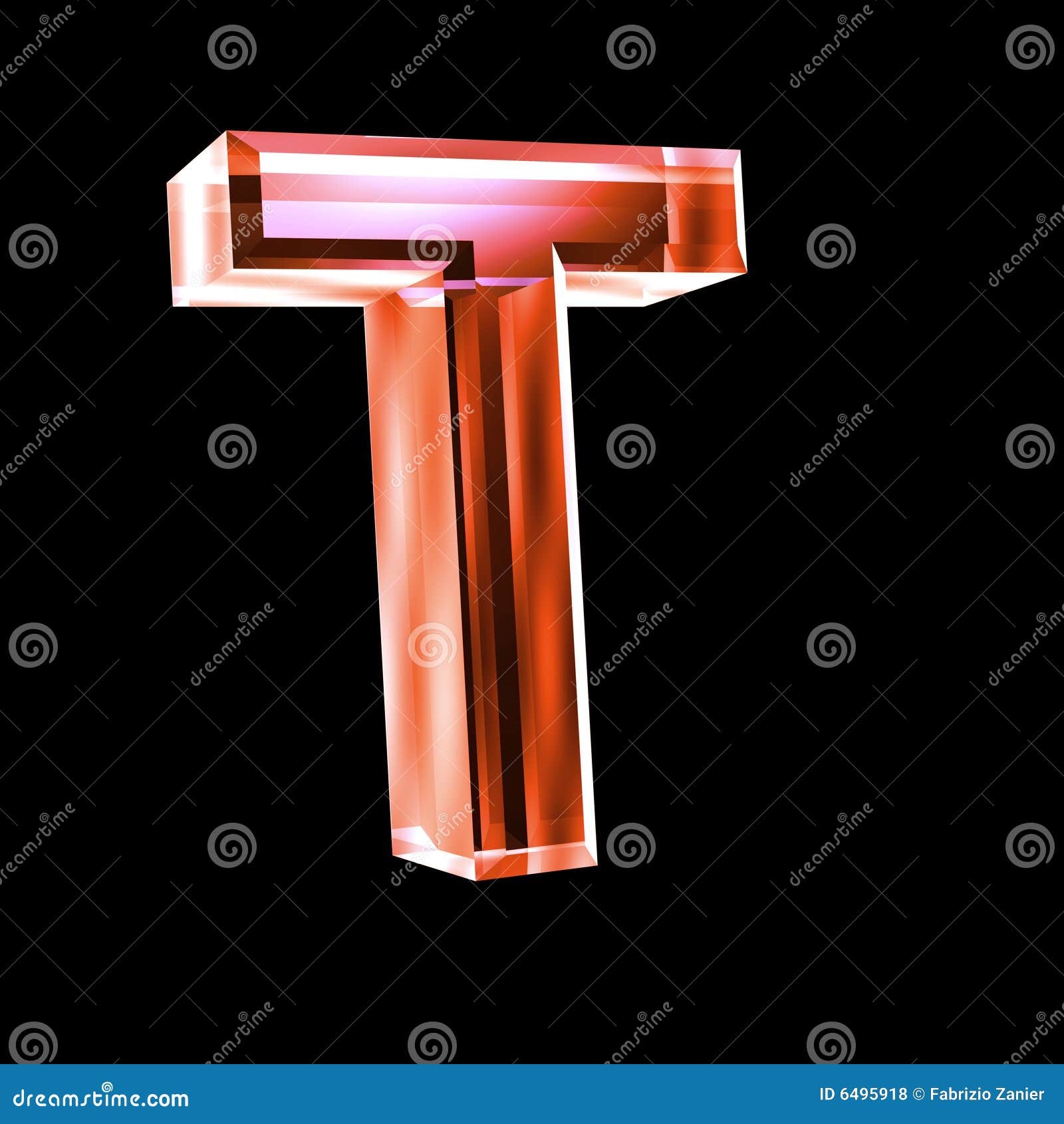 Letter T in red glass 3D stock illustration. Illustration of glass ...