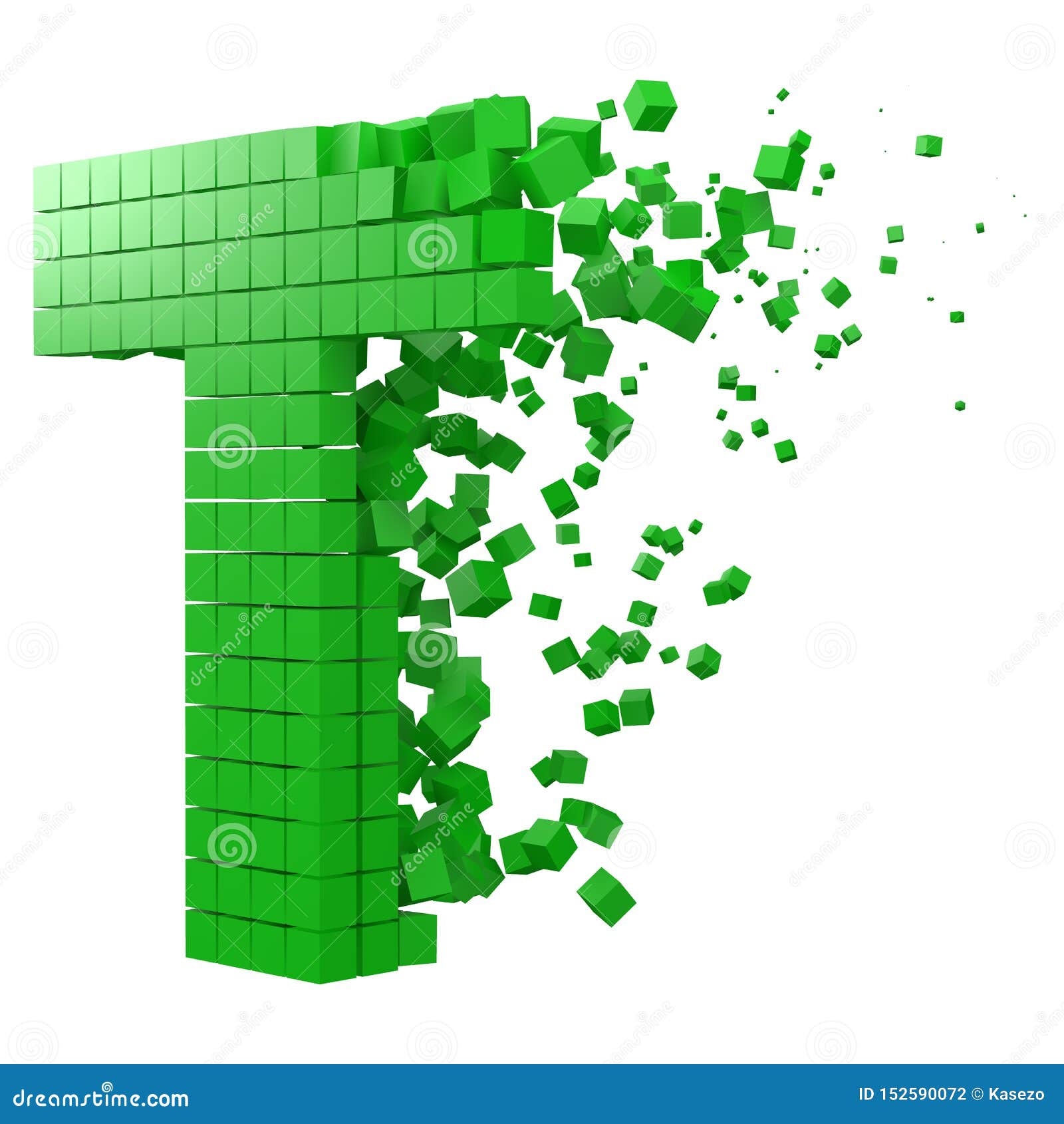 Letter T Shaped Data Block. Version with Green Cubes Stock Vector ...