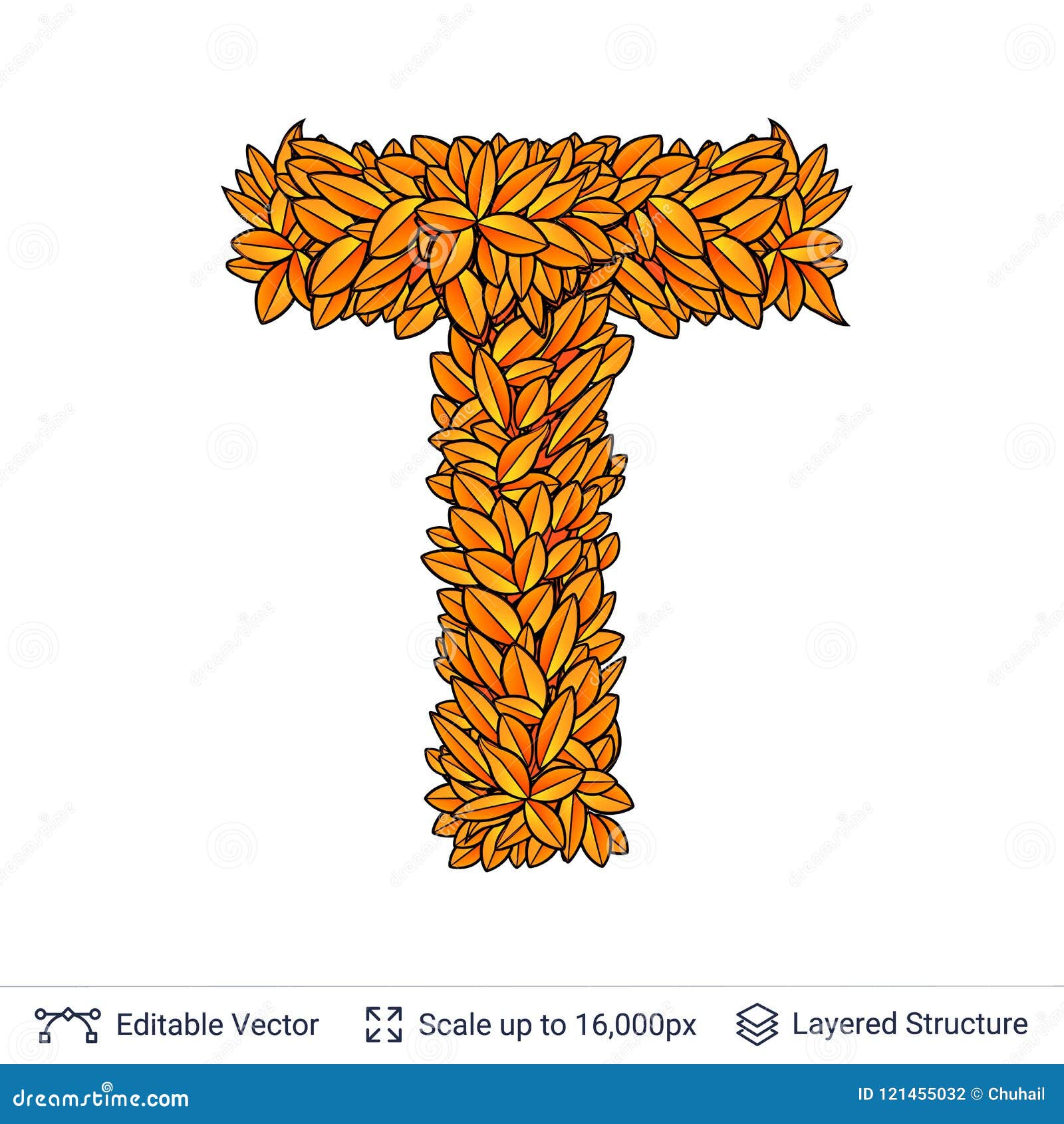 Letter T Sign of Autumn Leaves. Stock Vector - Illustration of letter ...
