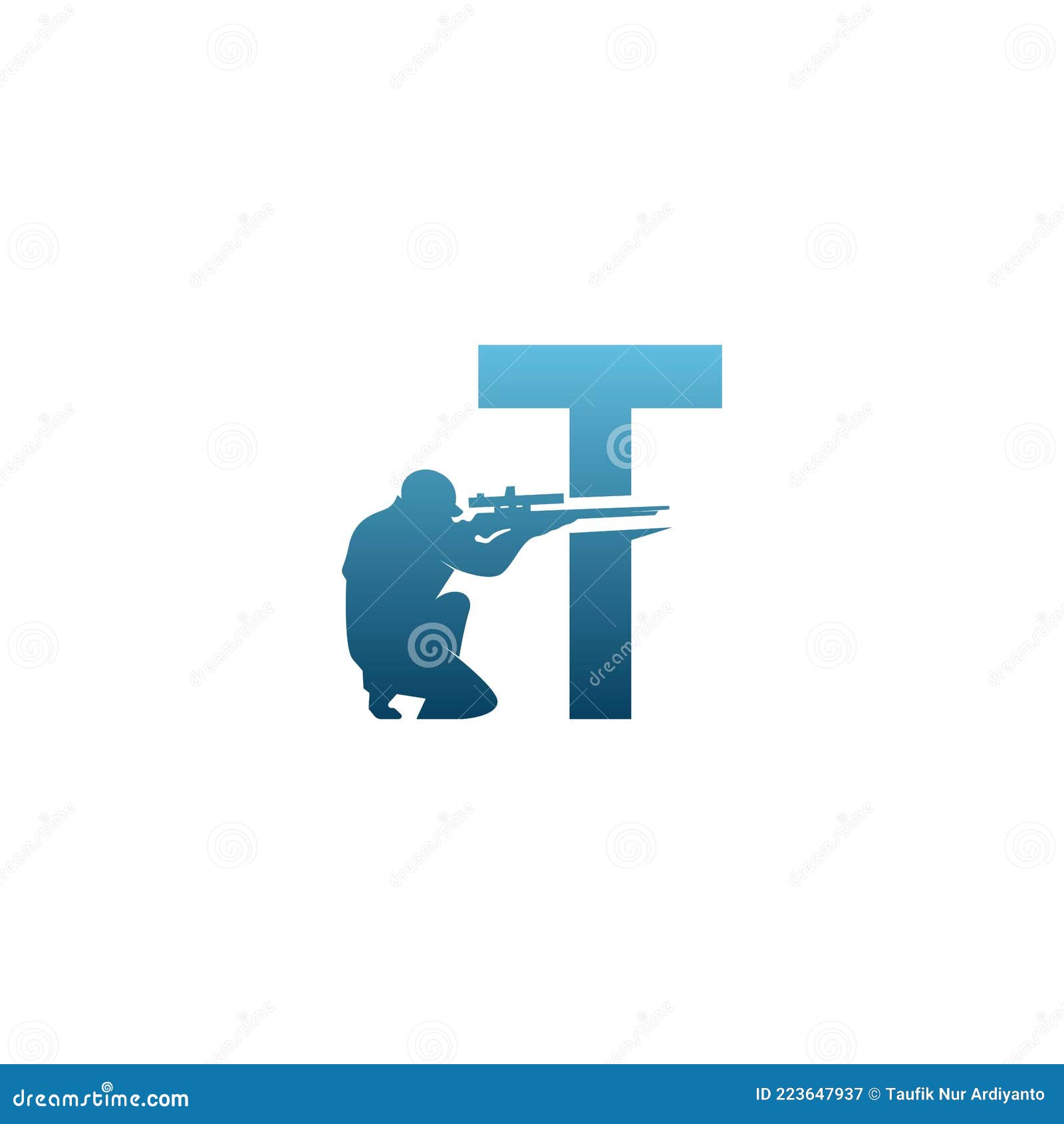 Letter T with Sniper Icon Logo Design Concept Template Stock Vector ...