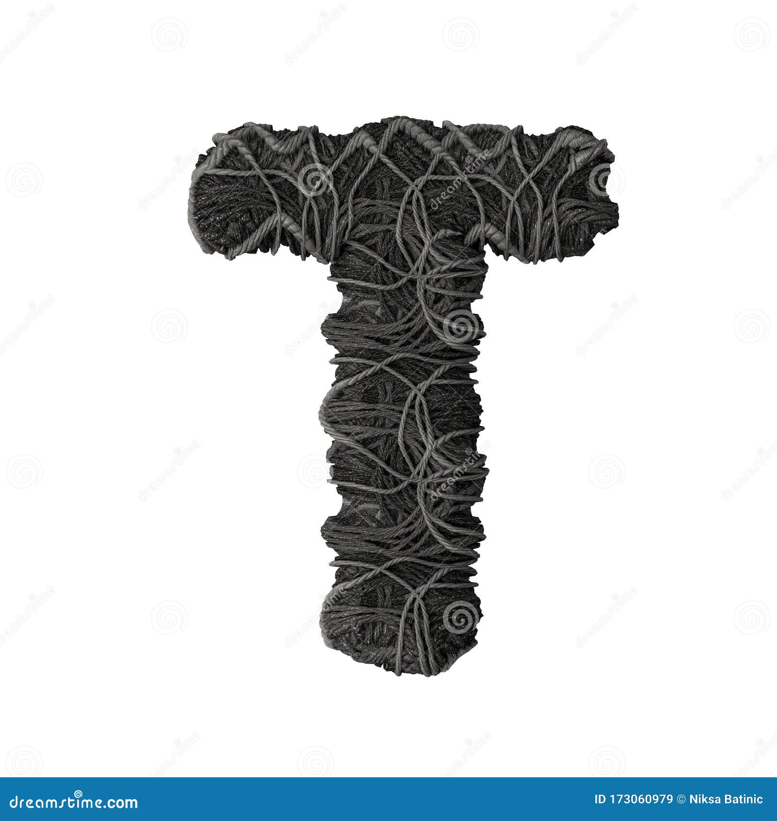 Letter T Stylized in the Form of a Rope Pile Stock Illustration ...